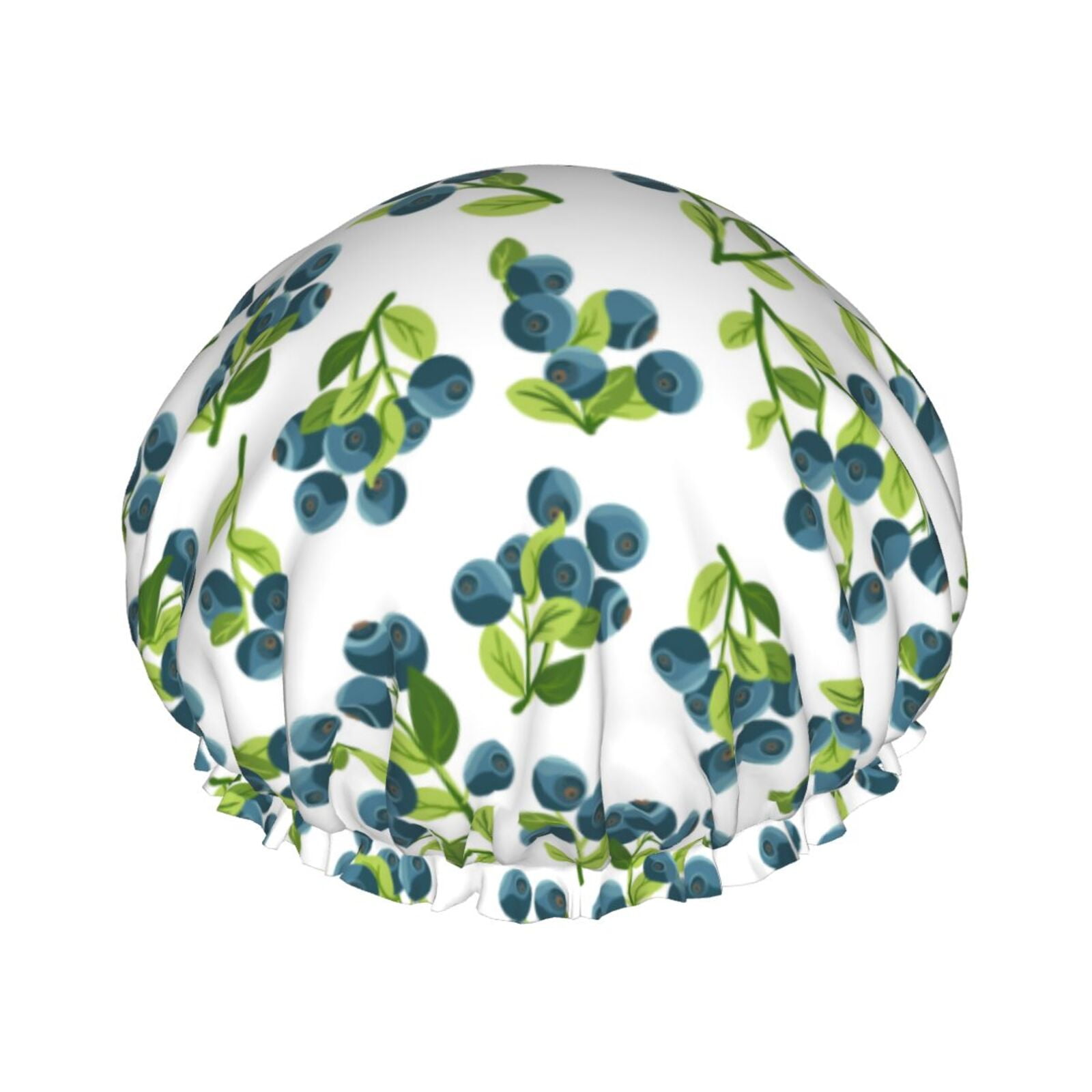green leaf Blueberry Shower Cap for Women, Double Waterproof Layers ...