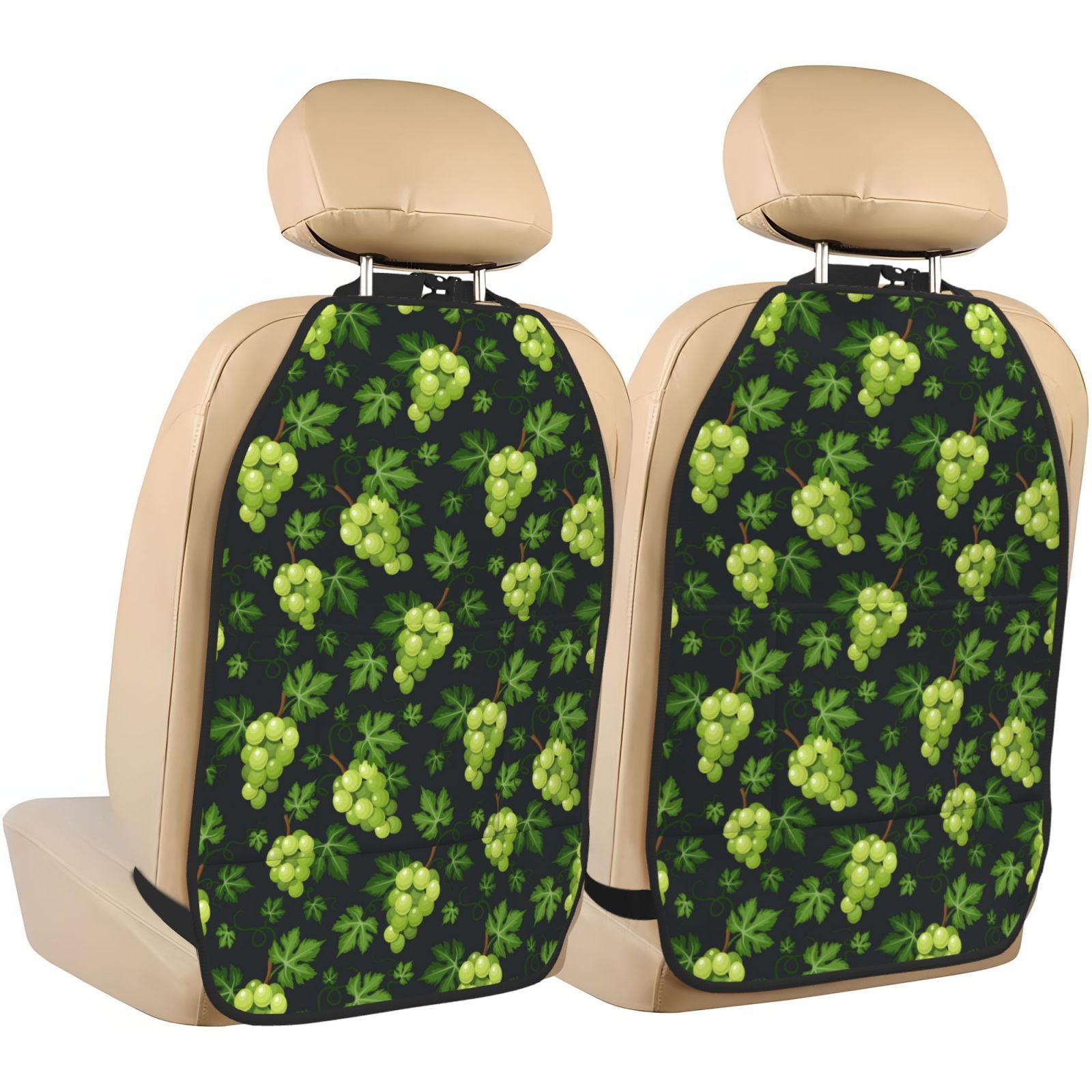 green leaf Grape Backseat Car Organizer, 2 Pack Kick Mats Back Seat ...
