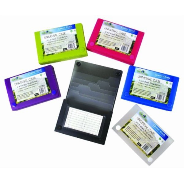 green oath 3 x 5 inches index card case, 5 individual index dividers ...