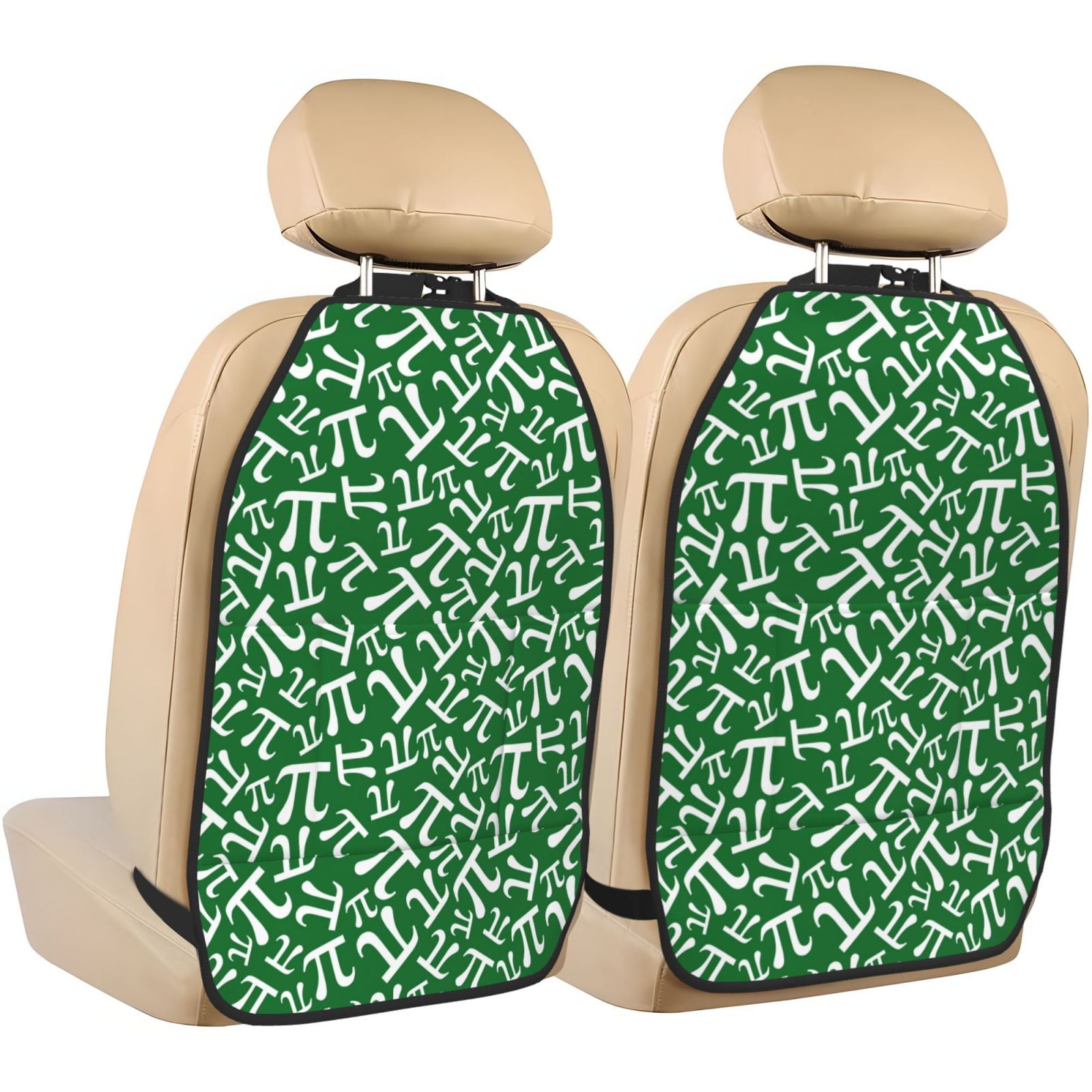 green pi Symbol Print Backseat Car Organizer, 2 Pack Kick Mats Back ...