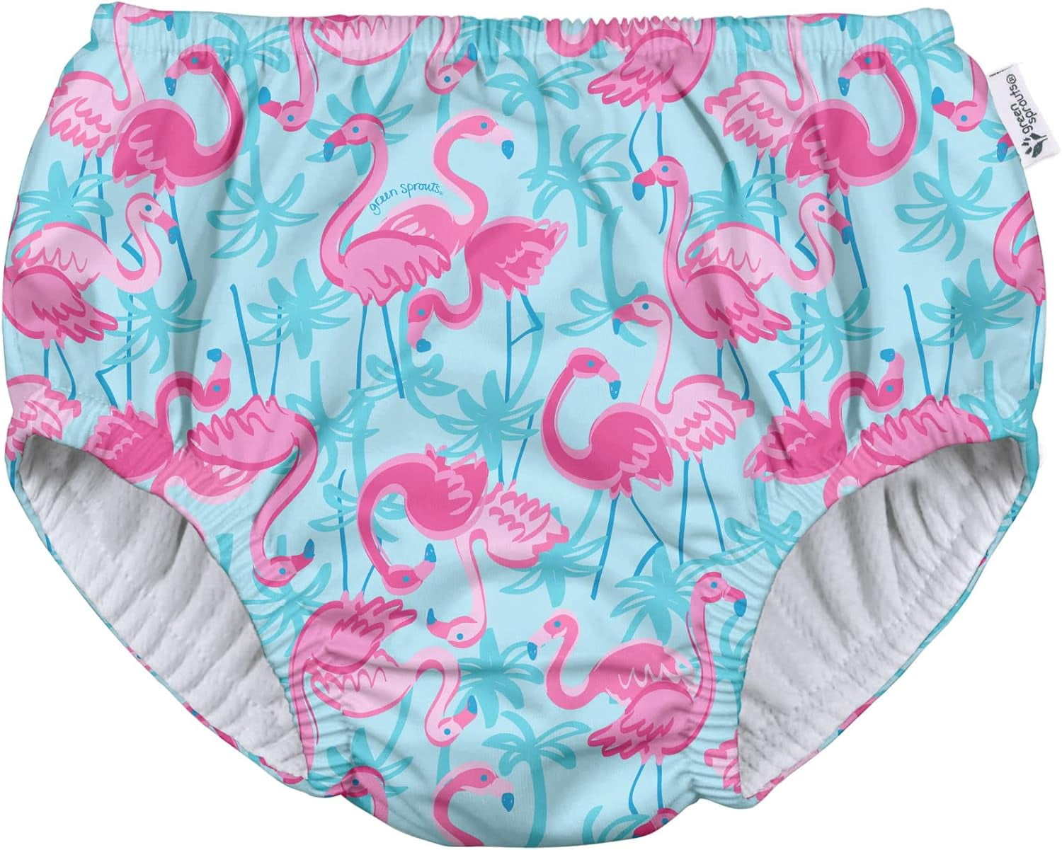 Green Sprouts Reusable Swim Diaper, Aqua Palm Flamingos, Lightweight ...