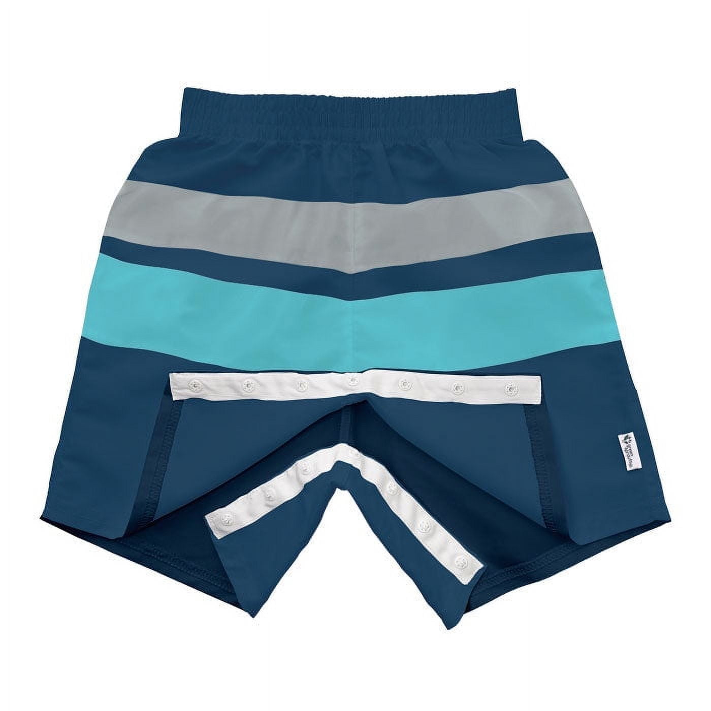 green sprouts Easy-Change Eco Swim Trunks -Navy Aqua Gray Colorblock-4T ...