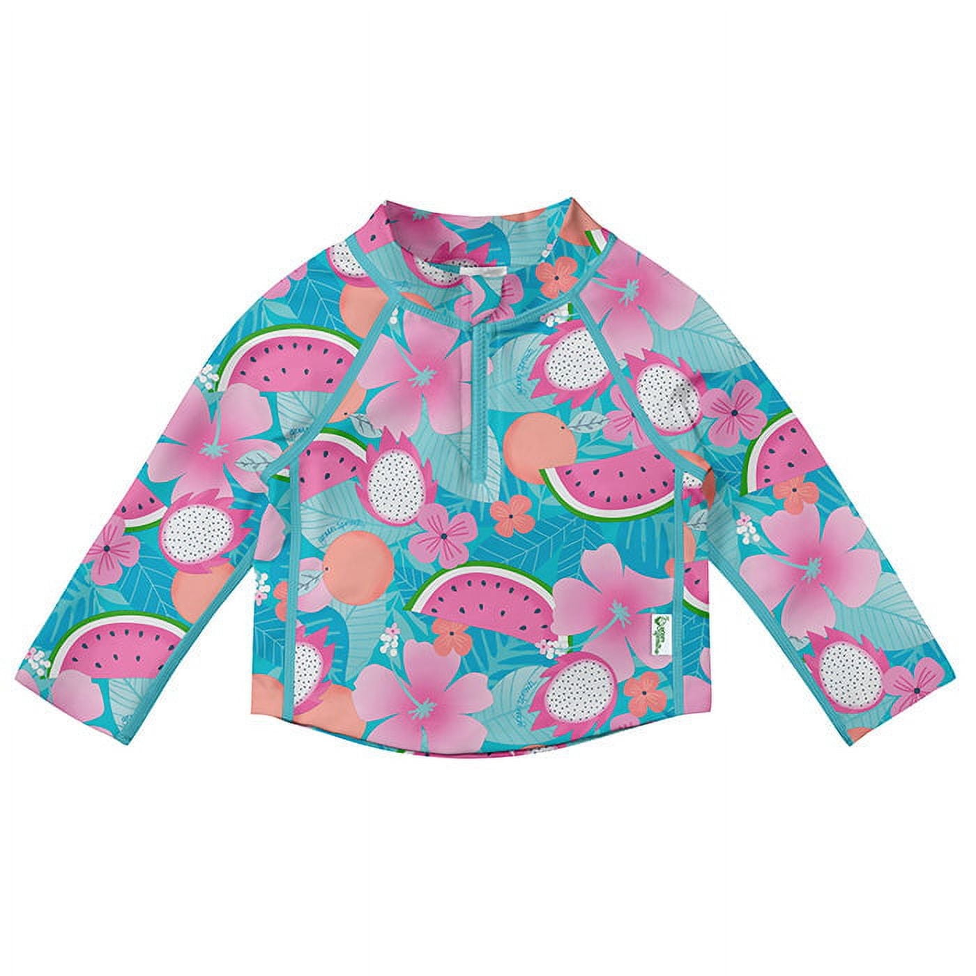 green sprouts Long Sleeve Zip Rashguard Shirt-Aqua Tropical Fruit ...