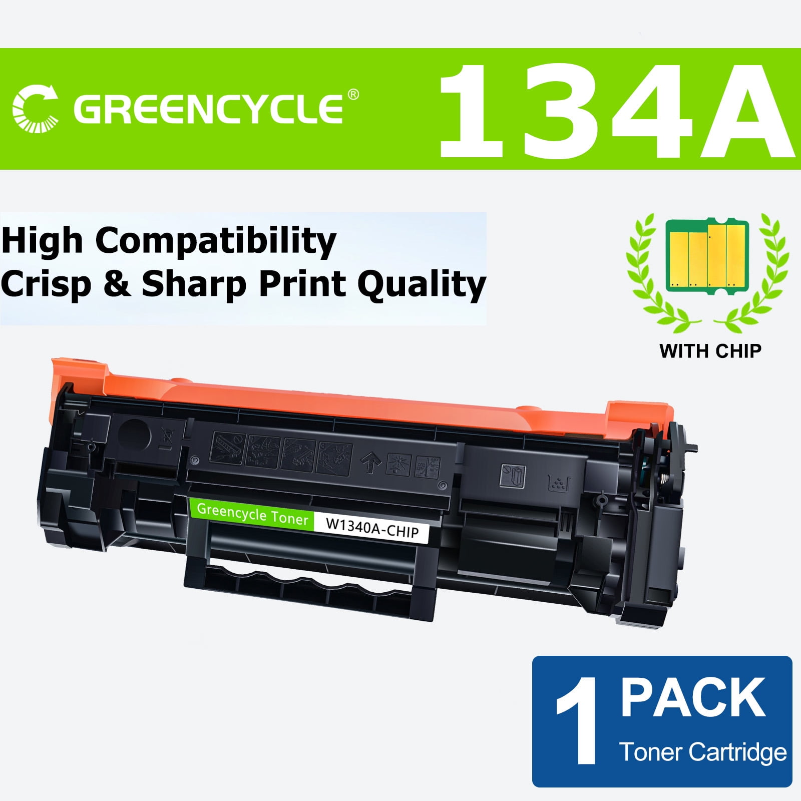 greencycle 134A With Chip Black Toner Cartridge Replacement Compatible for HP W1340A Laser jet ...
