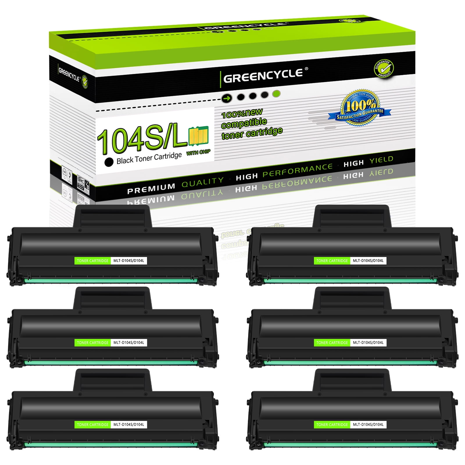 greencycle 6 Pack MLT-D104L Compatible Toner Cartridge Replacement for ...