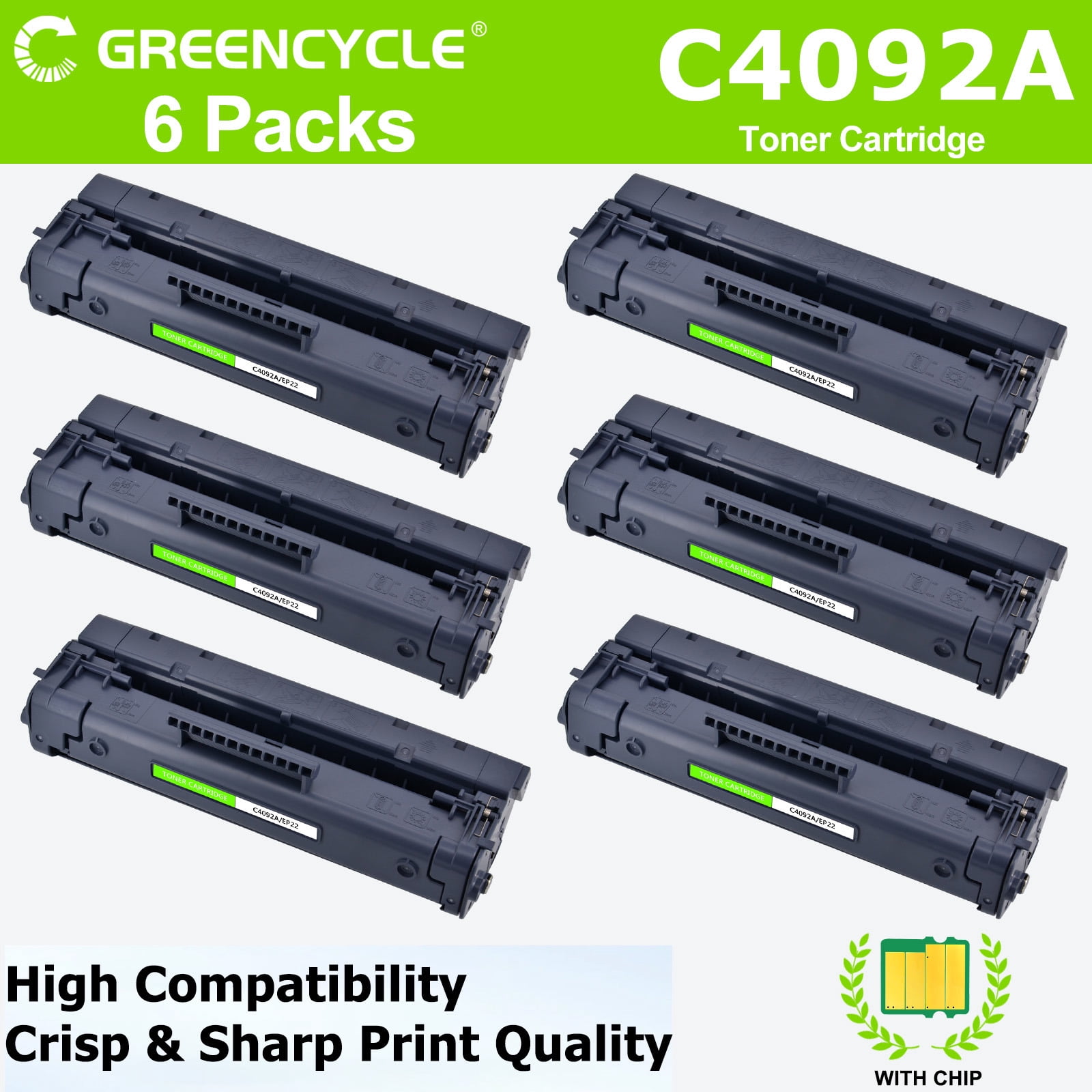 greencycle C4092A Black Toner Cartridge Replacement Compatible for HP ...