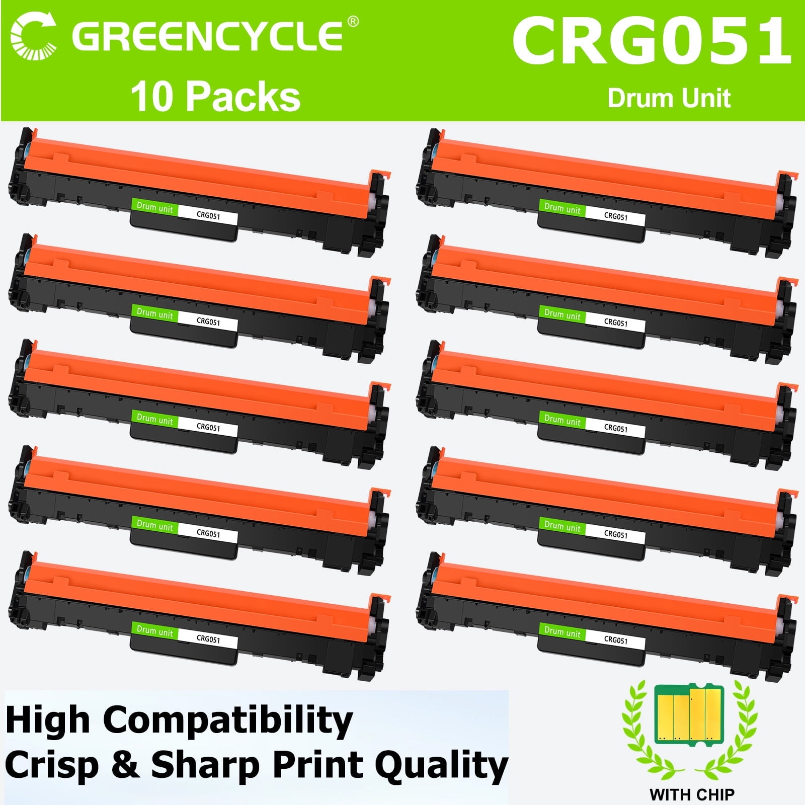 greencycle CRG051 Drum Unit Replacement Compatible for Canon 051 Drum ...