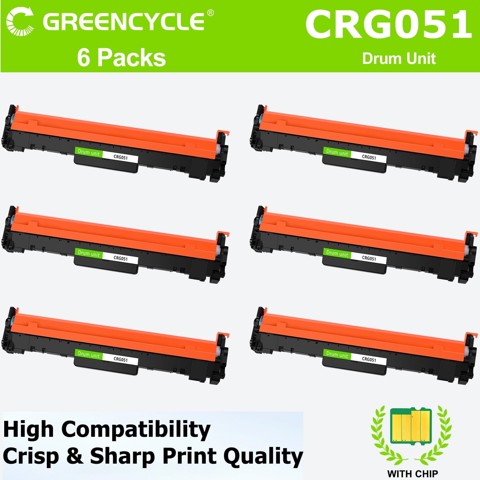 greencycle CRG051 Drum Unit Replacement Compatible for Canon 051 Drum ...