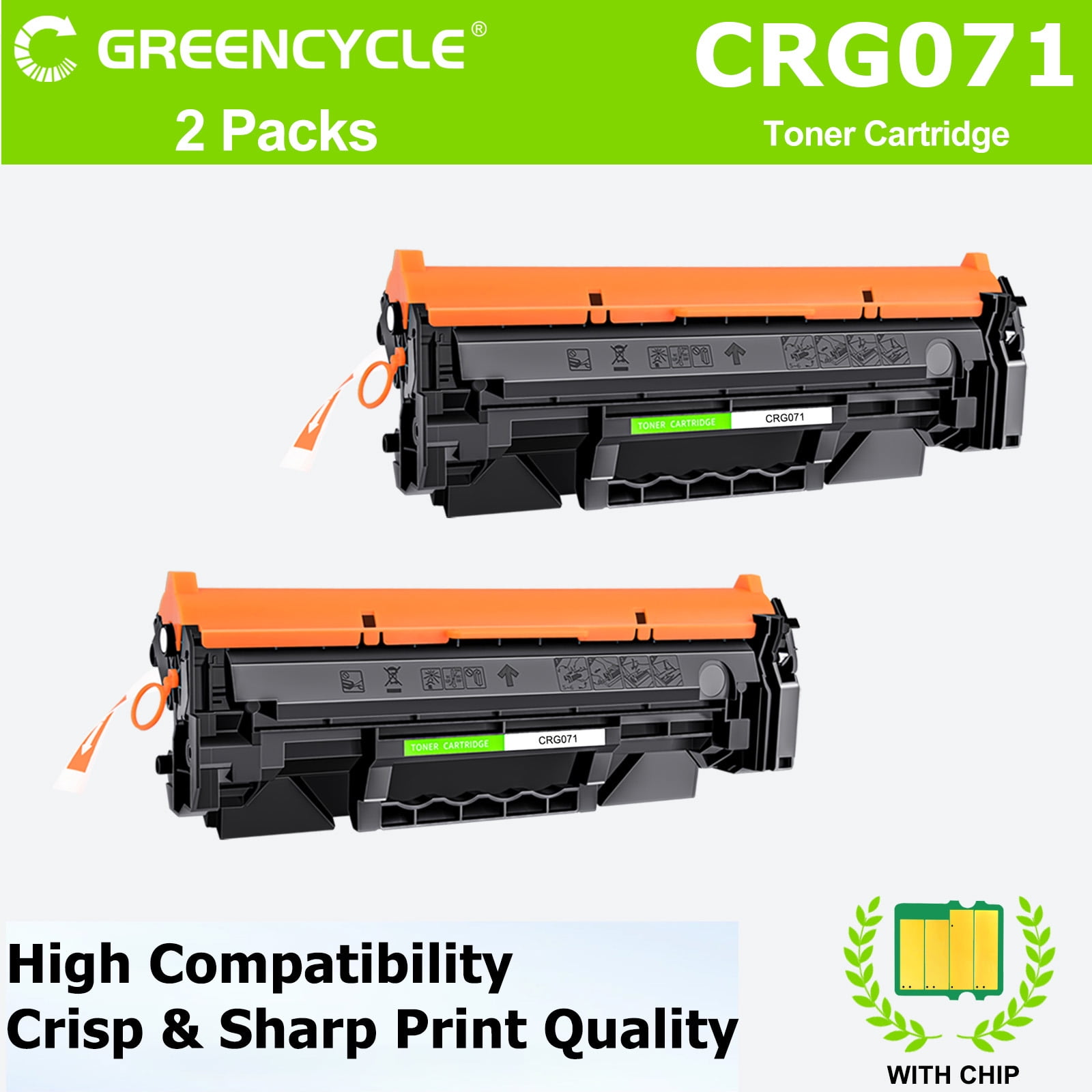 greencycle CRG071 With Chip Toner Cartridge Replacement Compatible for Canon 071 Work with ...