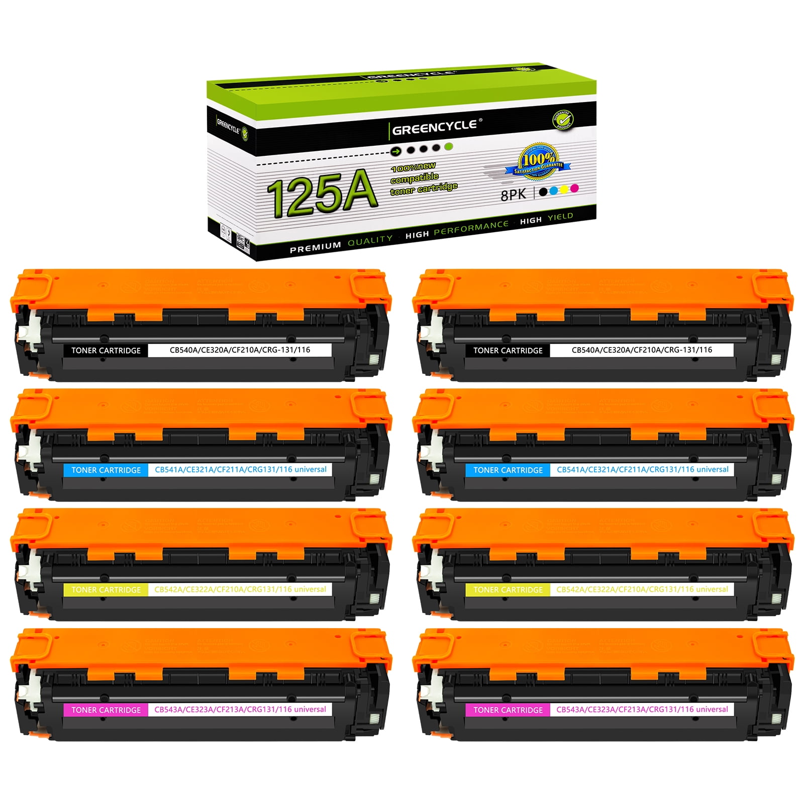 greencycle Compatible Toner Cartridge Replacement for HP 125A CB540A ...