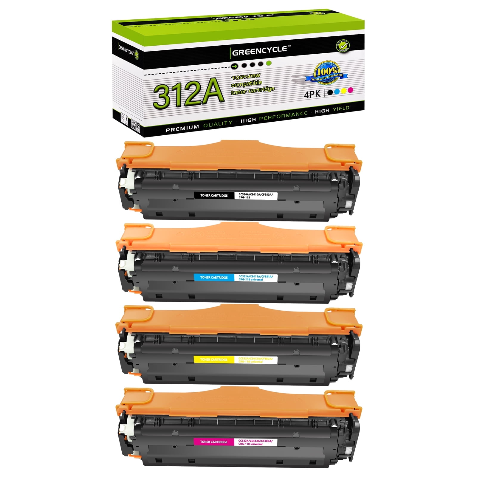 greencycle Compatible Toner Cartridge Replacement for HP 312A CF380A ...