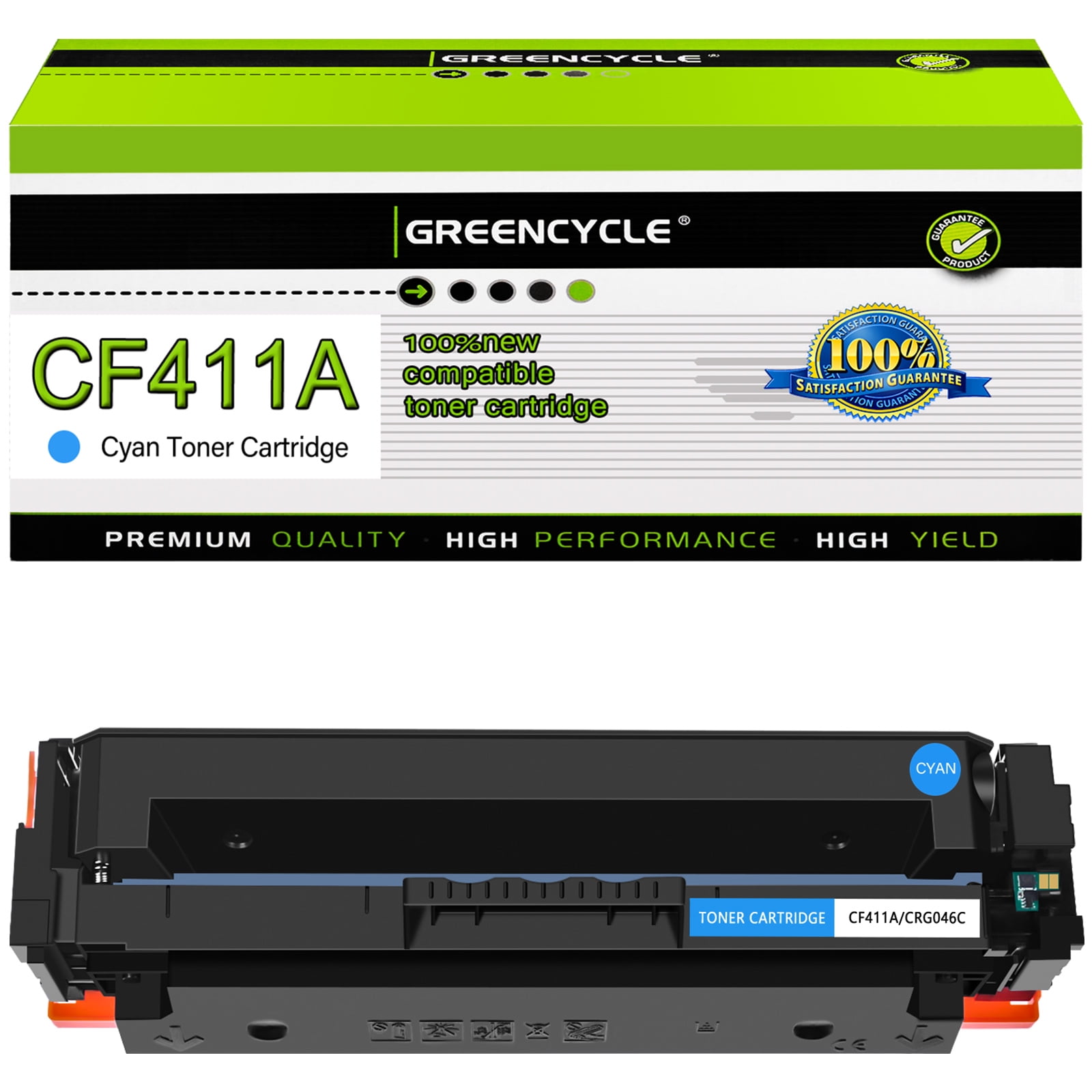 greencycle Compatible Toner Cartridge Replacement for HP 410A CF411A Cyan Toner Works on Color ...