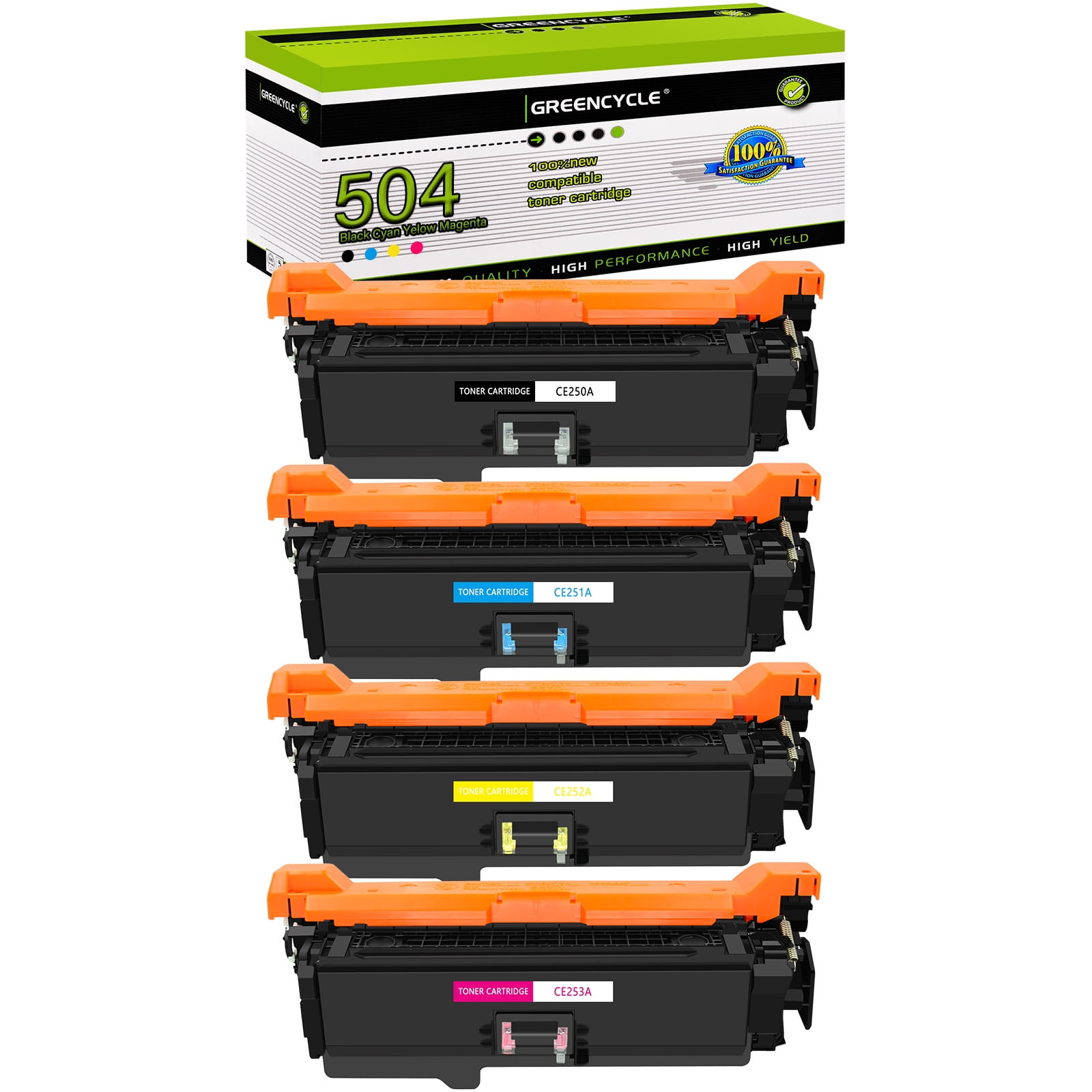 greencycle Compatible Toner Cartridge Replacement for HP 504A CE250A ...