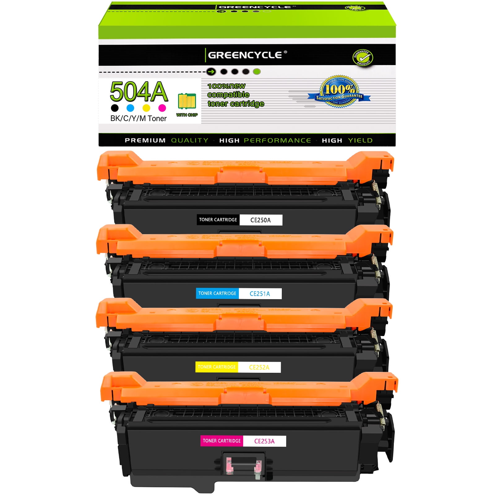 greencycle Compatible Toner Cartridge Replacement for HP 504A CE250A ...