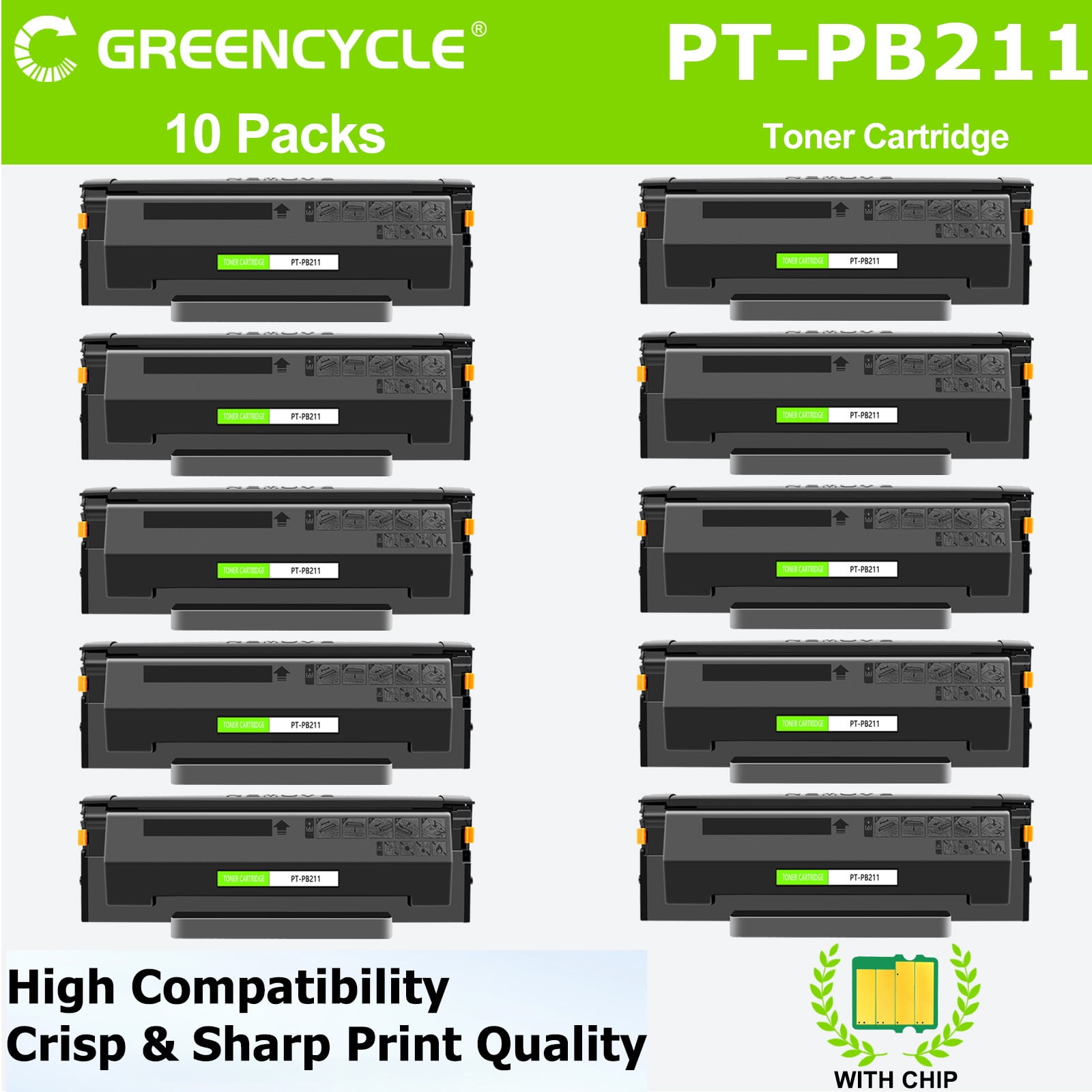 greencycle PB-211 Black Toner Cartridge Replacement Compatible for Pantum PB-211 PB-211E PB211EV ...