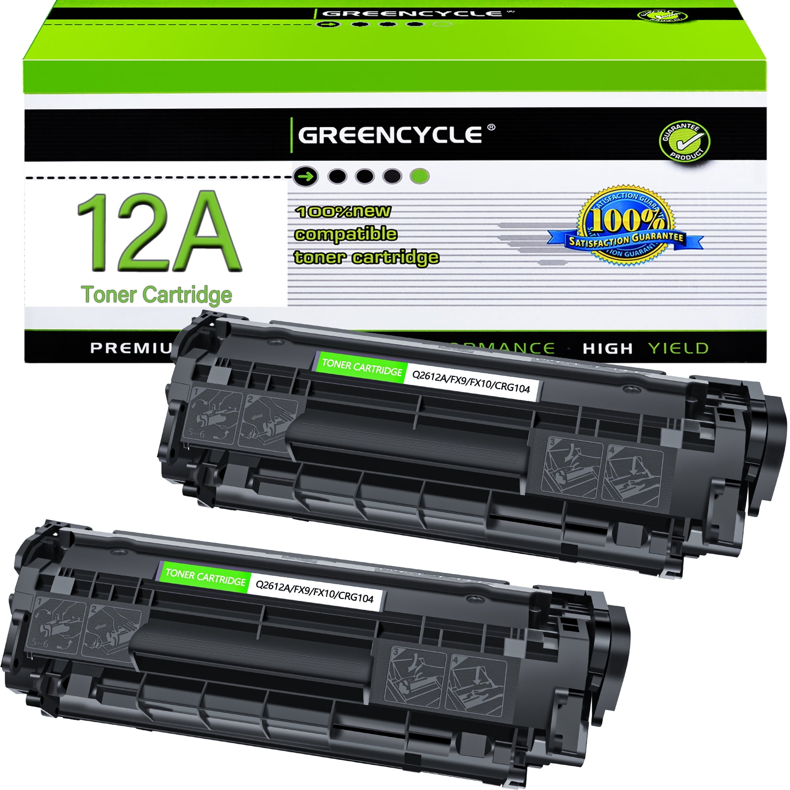 greencycle Q2612A Toner Cartridge Replacement Compatible for HP 12A ...
