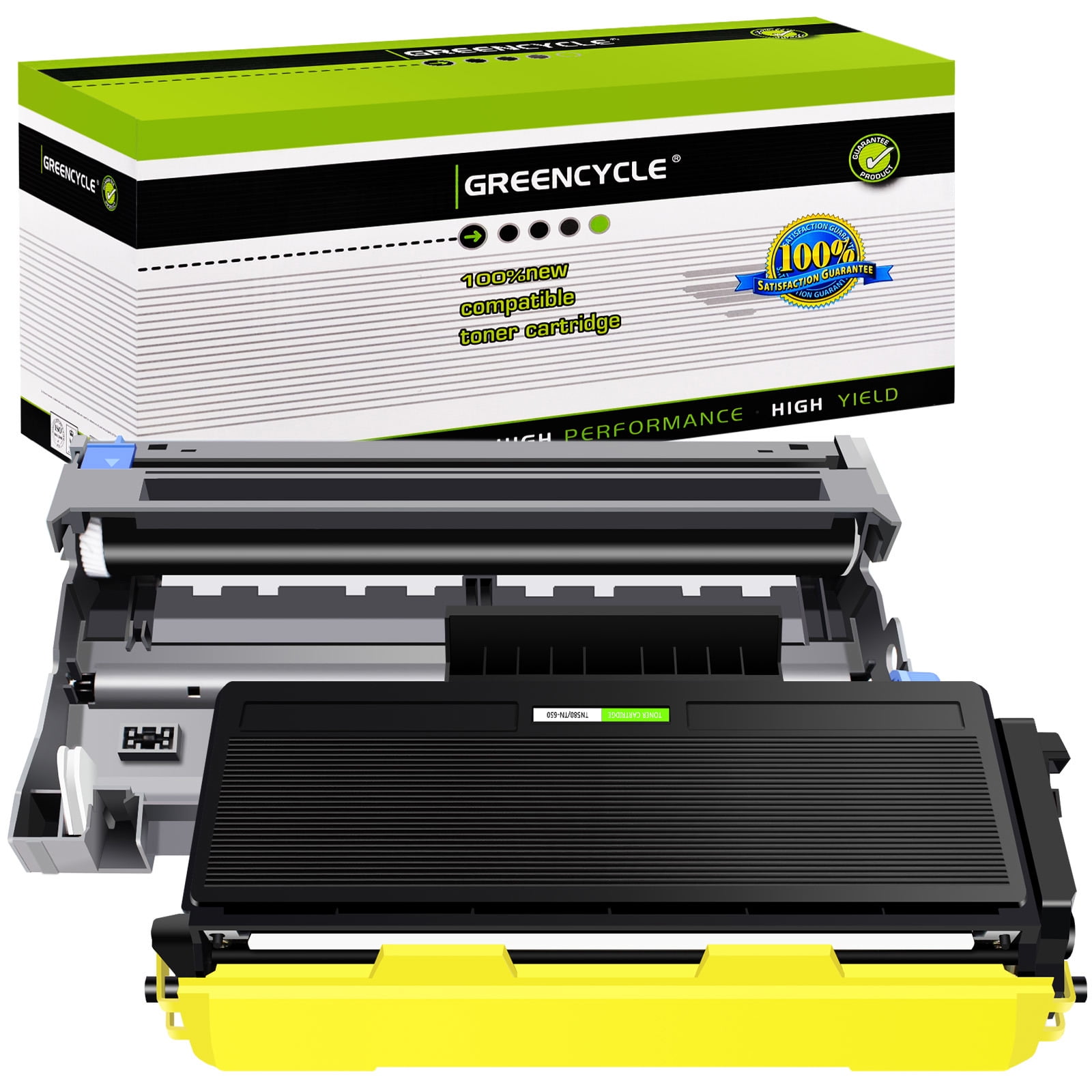 greencycle TN580 DR520 High Yield Black Toner Cartridges & Drum Unit ...