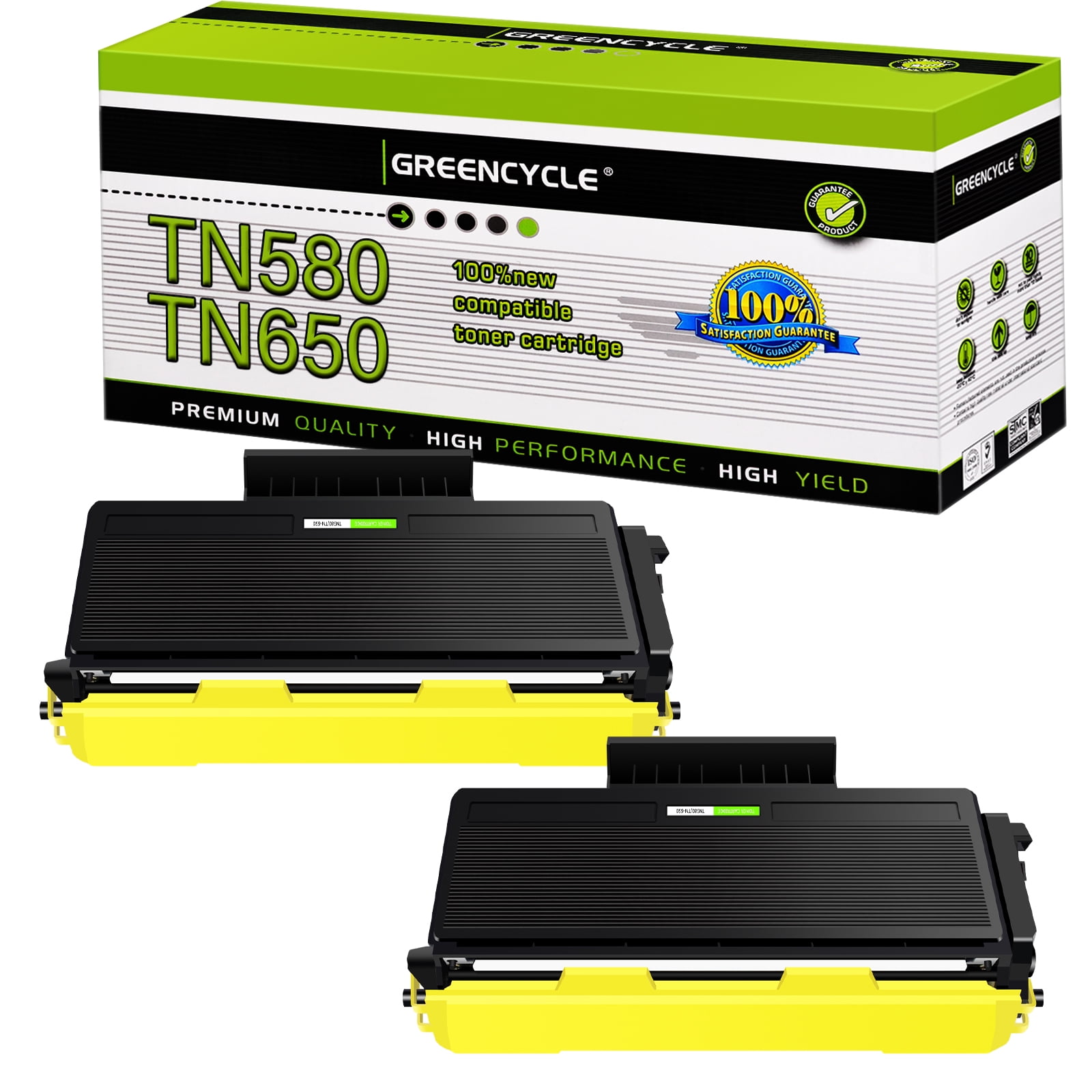 greencycle TN580 TN650 High yield Toner Cartridge Compatible for ...