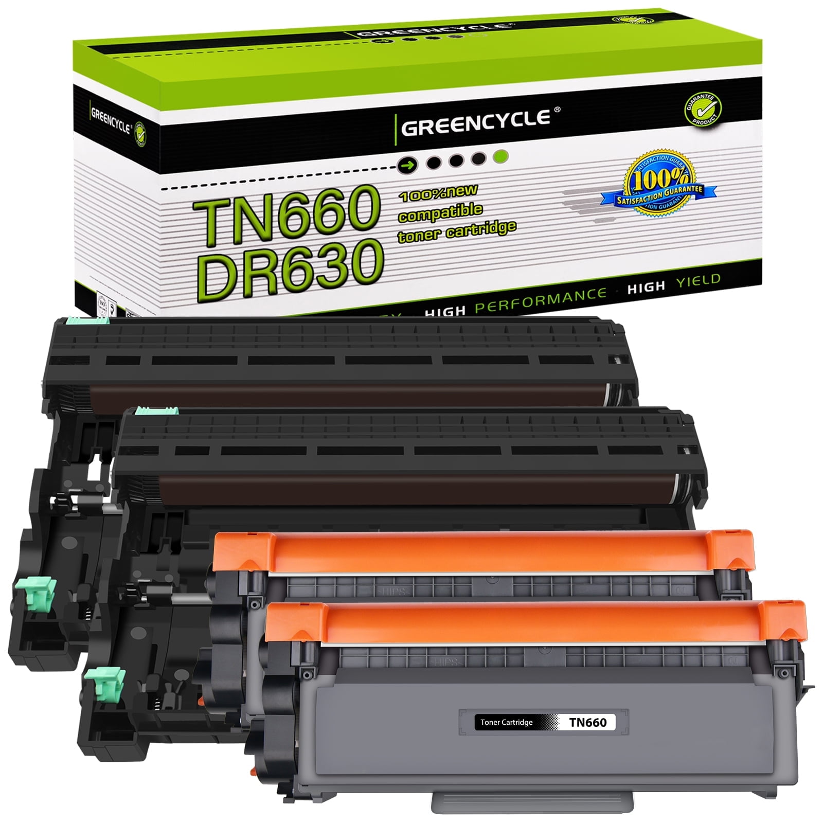 greencycle TN660 TN630 Toner Cartridge DR630 Drum Unit Set Compatible ...