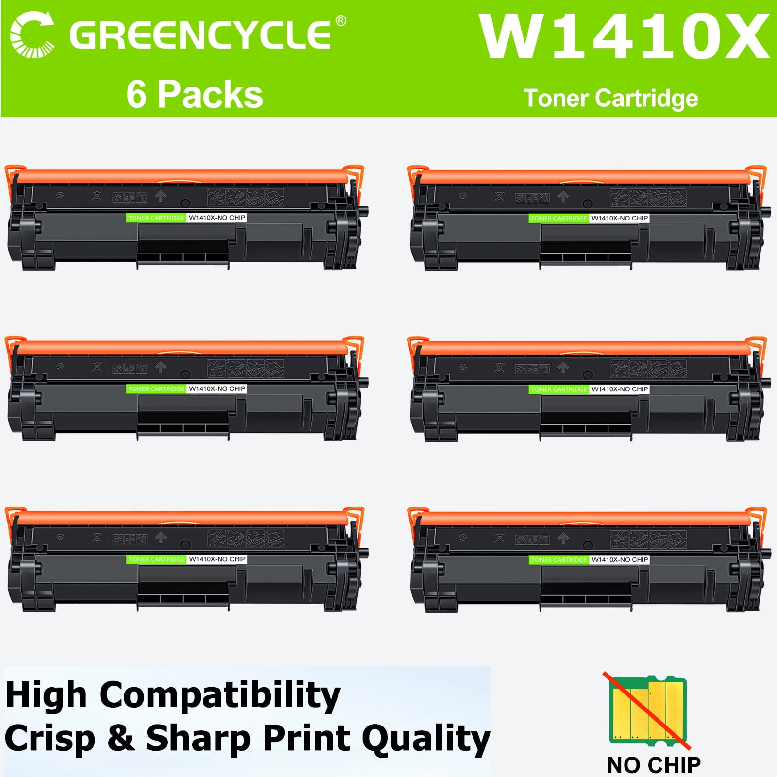 greencycle W1410X No Chip Toner Cartridge Replacement Compatible for HP ...