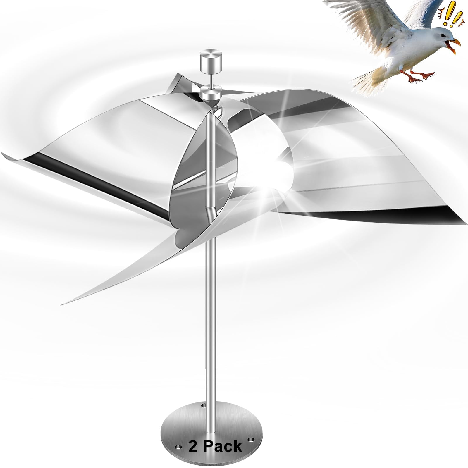 greenight 2 Pack Reflective RRF12 Wind Powered Scare Upgraded Spinning ...