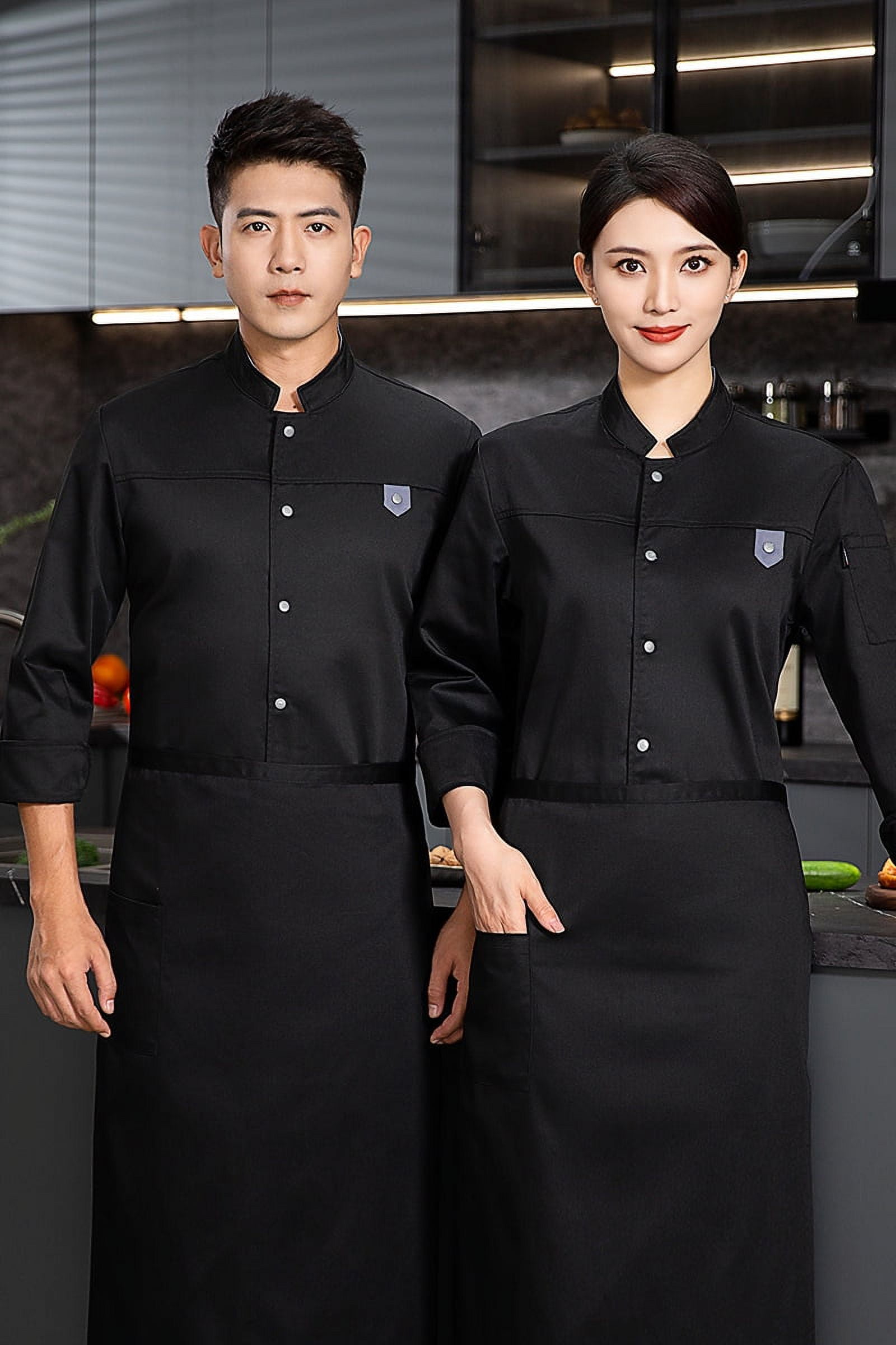 grey Chef uniform Long Sleeve chef jacket Cook Coat Chef T-shirt Baker ...
