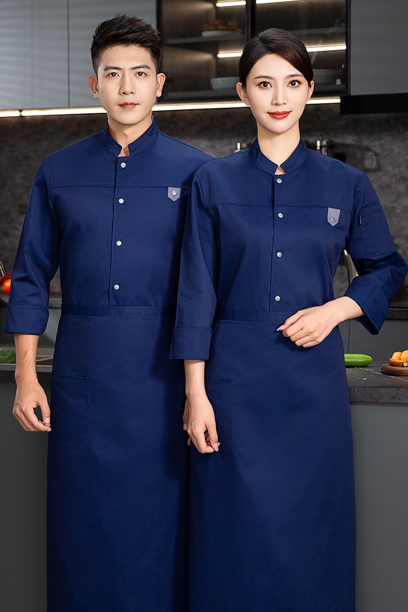 grey Chef uniform Long Sleeve chef jacket Cook Coat Chef T-shirt Baker Work Uniform Waiter ...