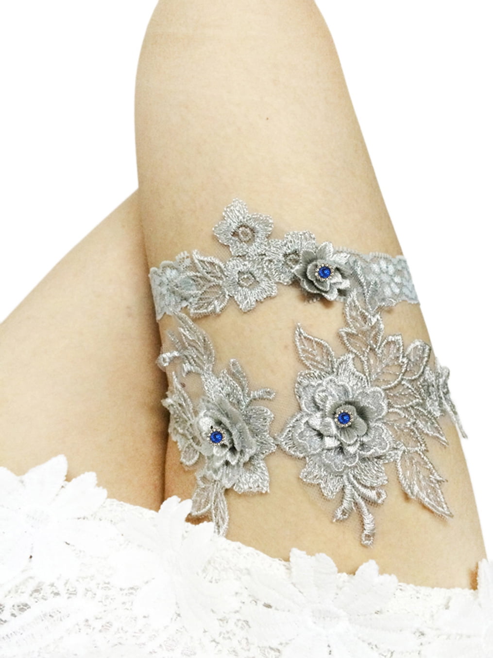 grey Garters for Bride Wedding Garter Lace Bridal Garter Party Leg ...