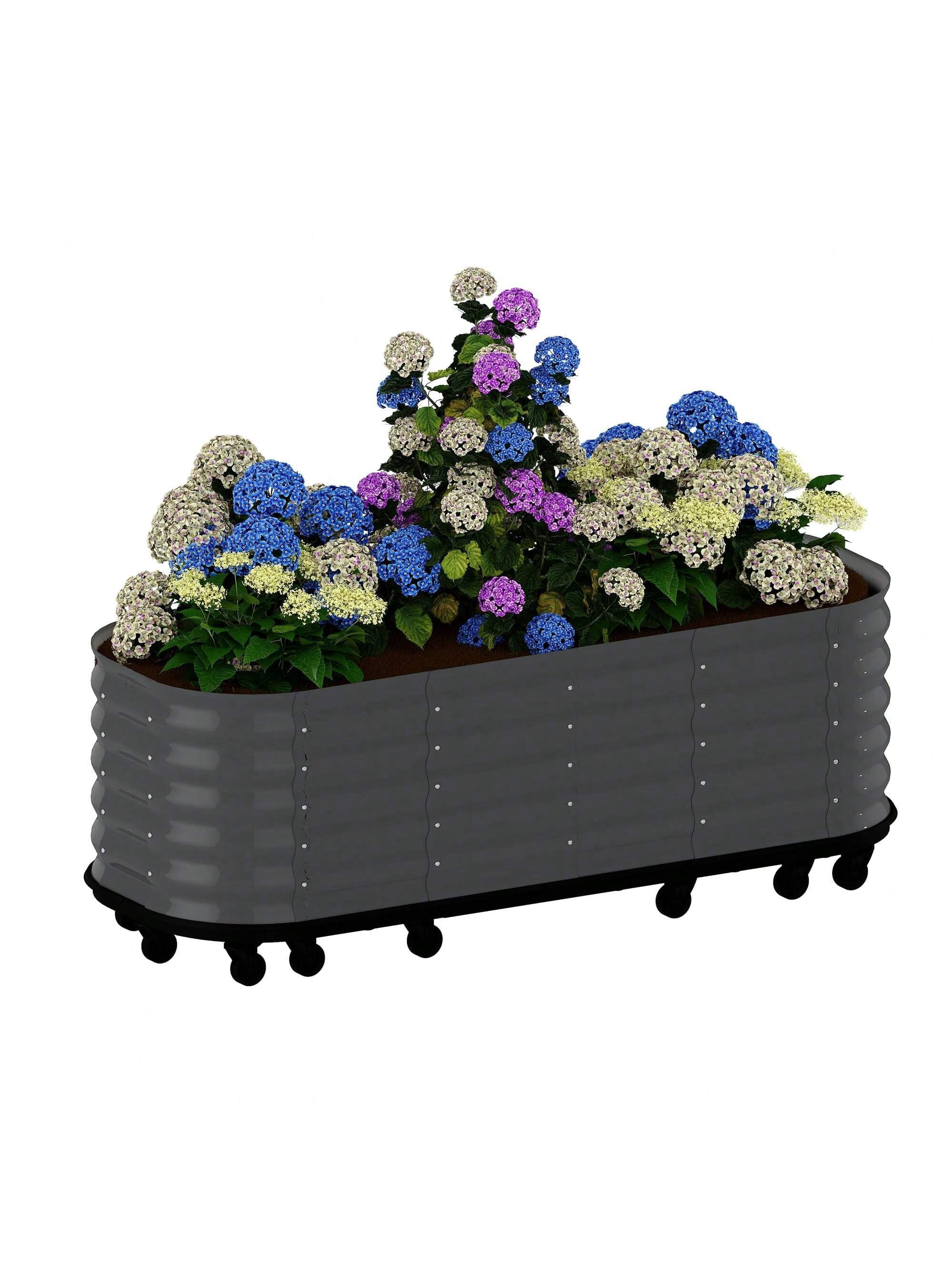 grey- SPORTY&FIT Portable Elevated Large Planter Box With Integrated ...