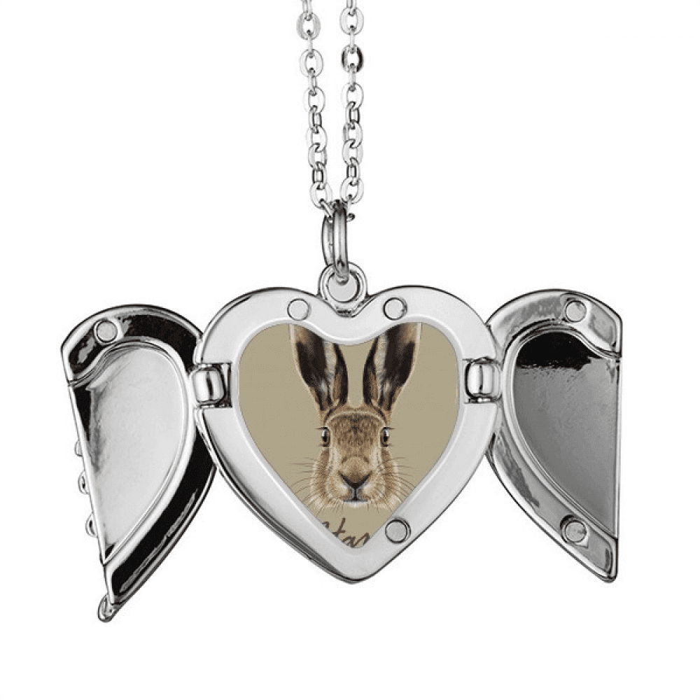 grey big-nosed hare animal angel wings necklpendant fashion - Walmart.com