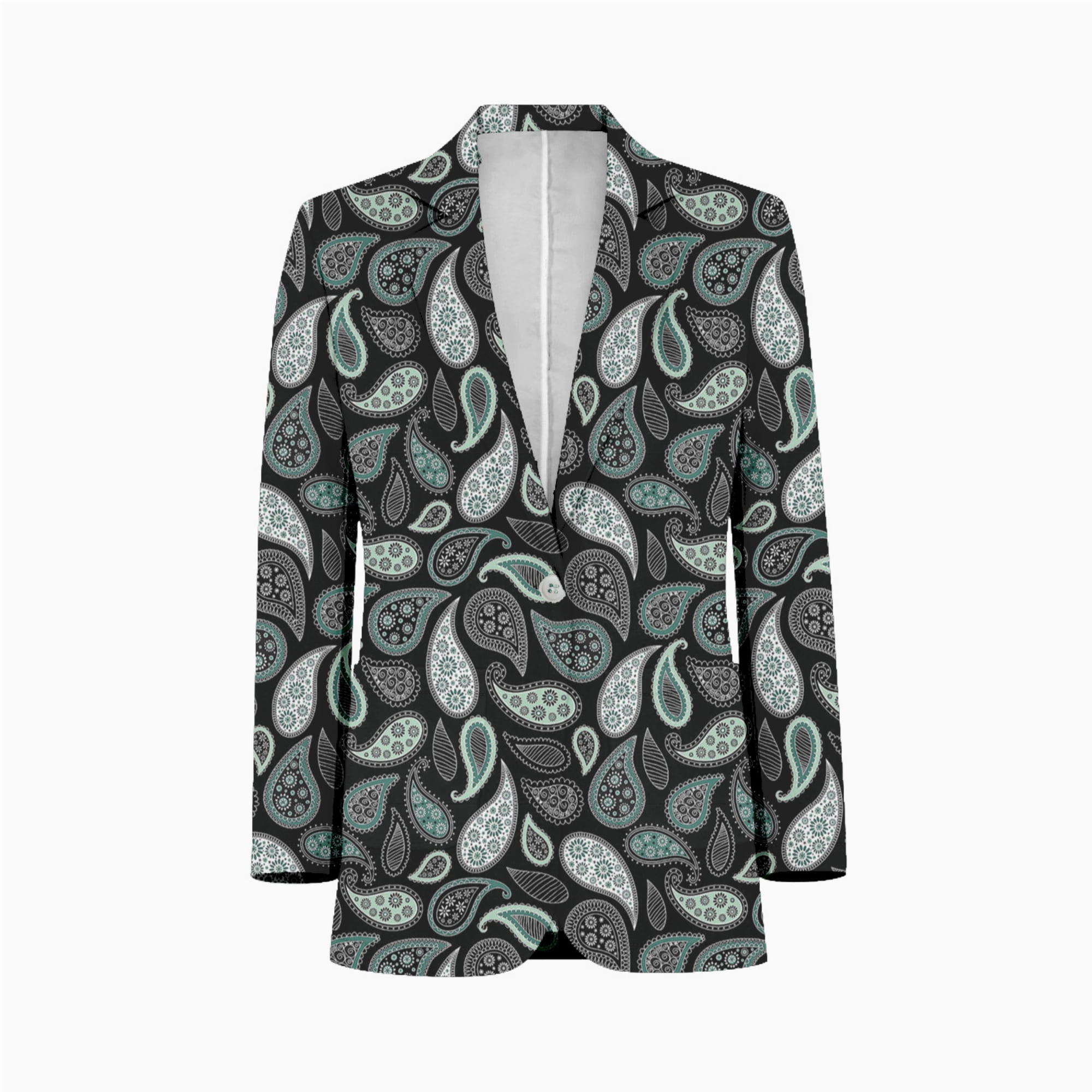 grey black bandana paislry pattern Mens Suits Shawl Collar Slim Fit ...