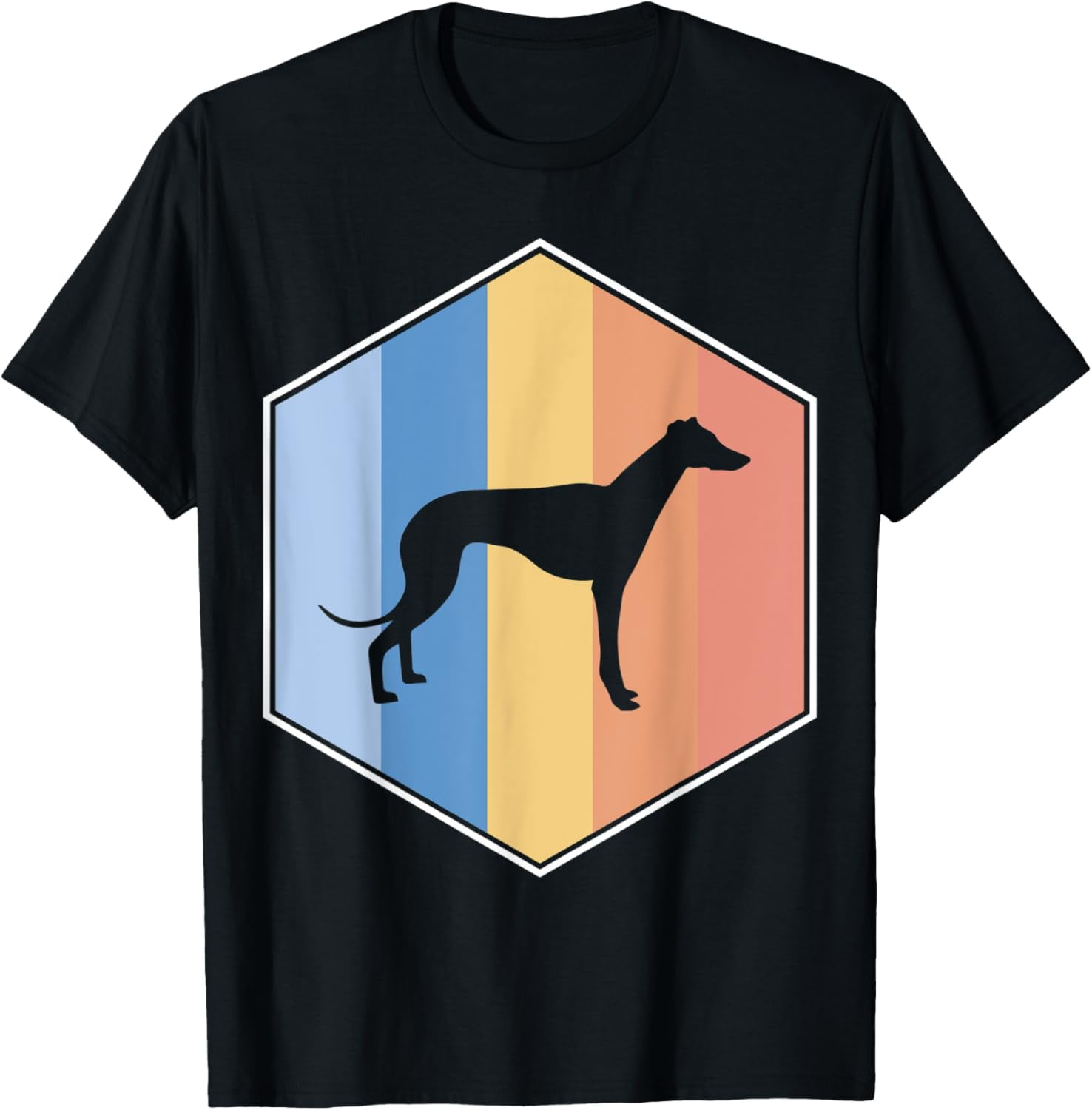 greyhound with Retro Colors in a Hexagon T-Shirt men and women can wear ...