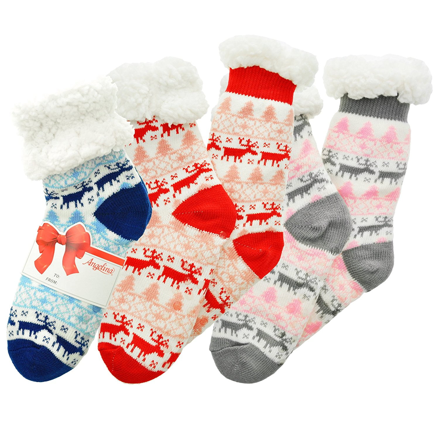 grinderPUNCH Christmas Printed Socks Colorful Festive Fun Slipper Soft ...