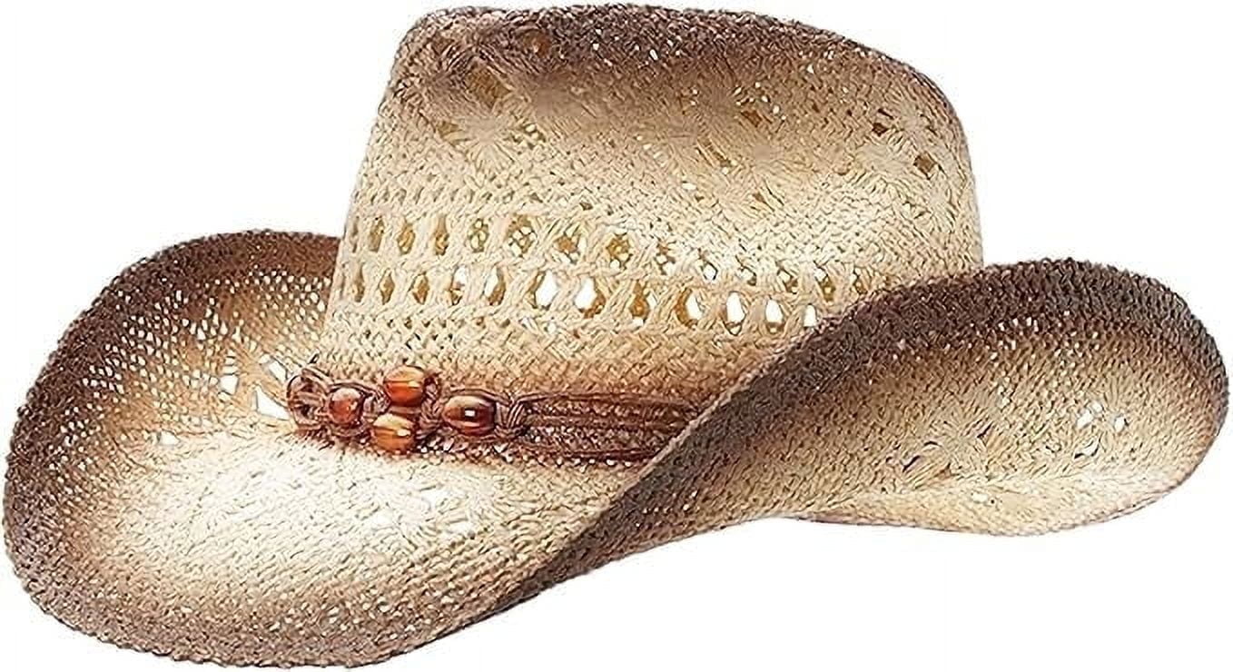 grinderPUNCH Western Outback Cowboy Hat, Straw, Tan, Classic Western ...