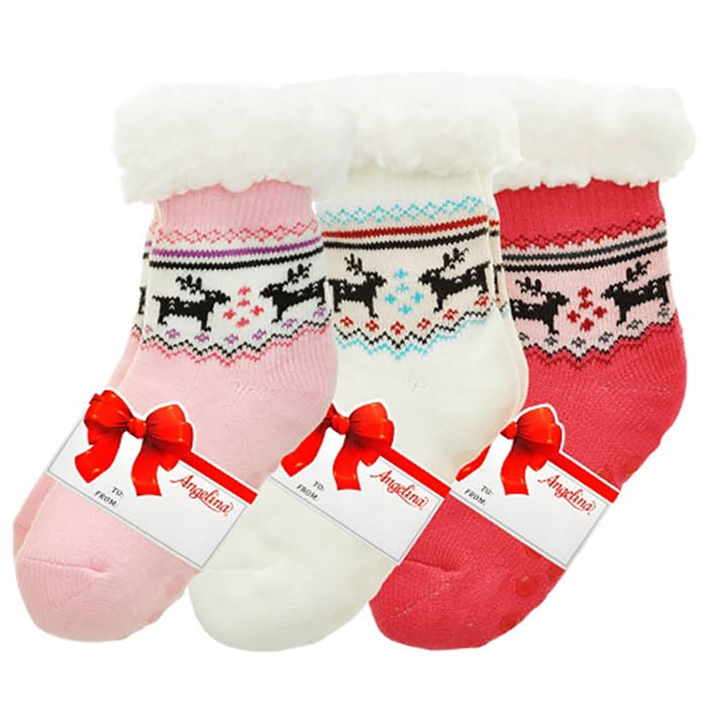 grinderPUNCH Winter Thermal Crew Socks Sherpa Lined Festive Holiday ...