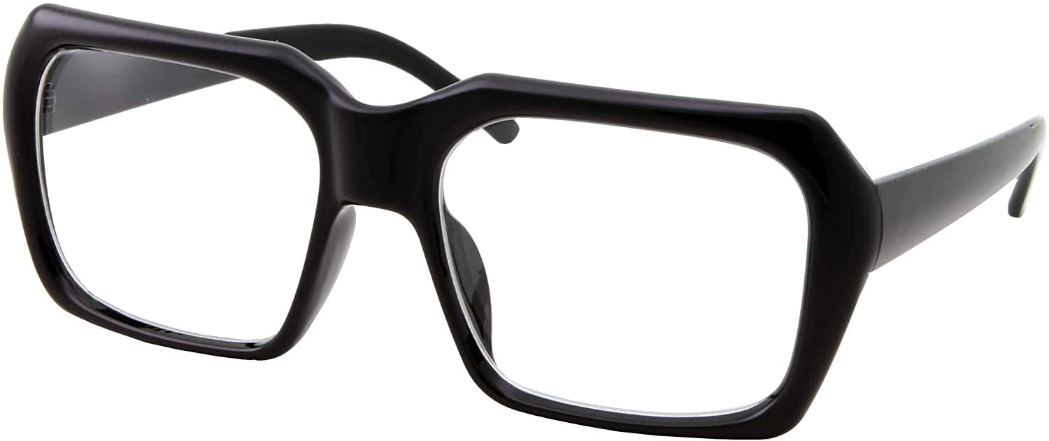 grinderPUNCH XL Oversized Black Nerd Clear Glasses - Men and Women ...