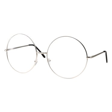 grinderPUNCH Extra Large Round Circle Metal Frame Clear Lens Glasses ...