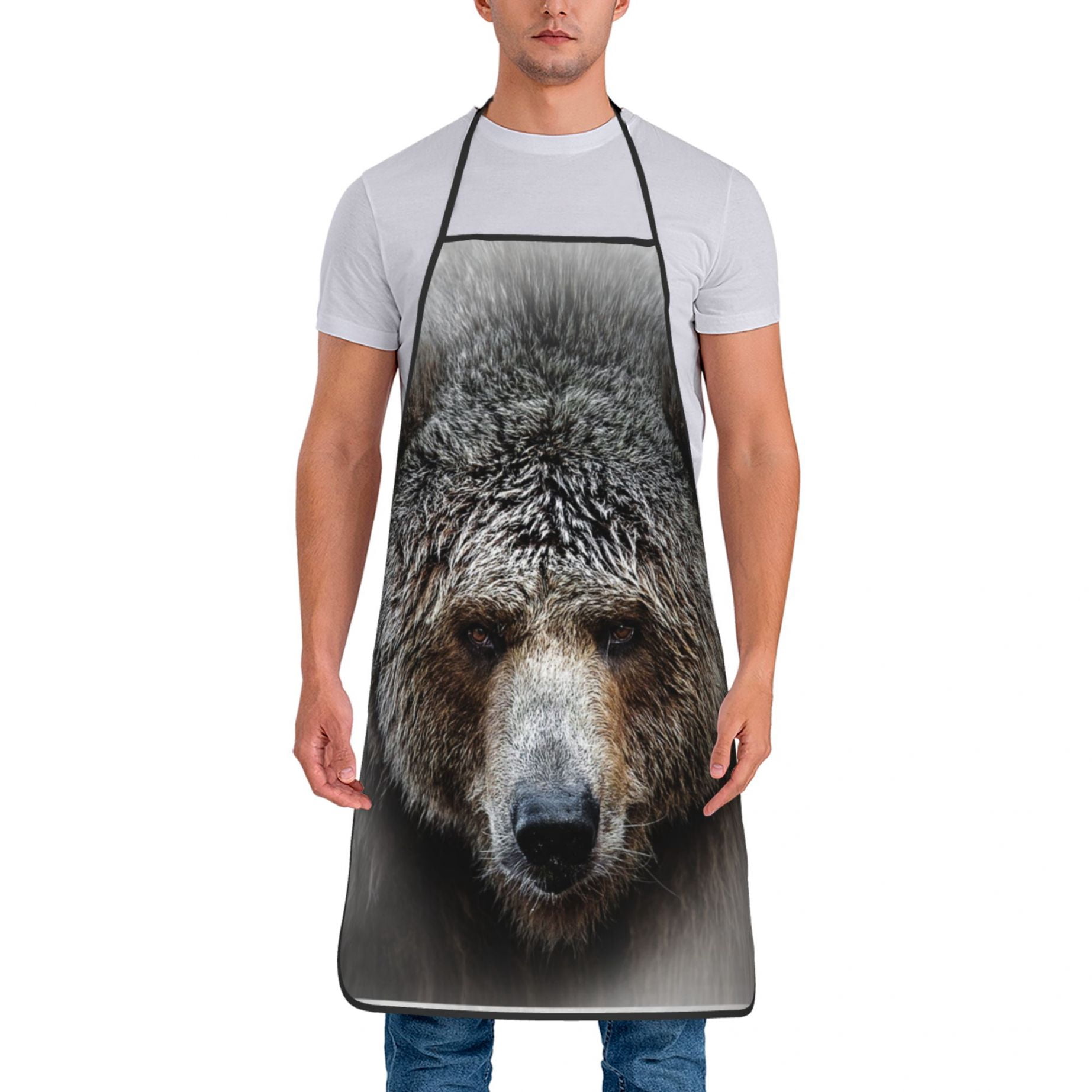 grizzly bear Aprons for Women Men Waterproof Apron Kitchen Chef Cooking ...
