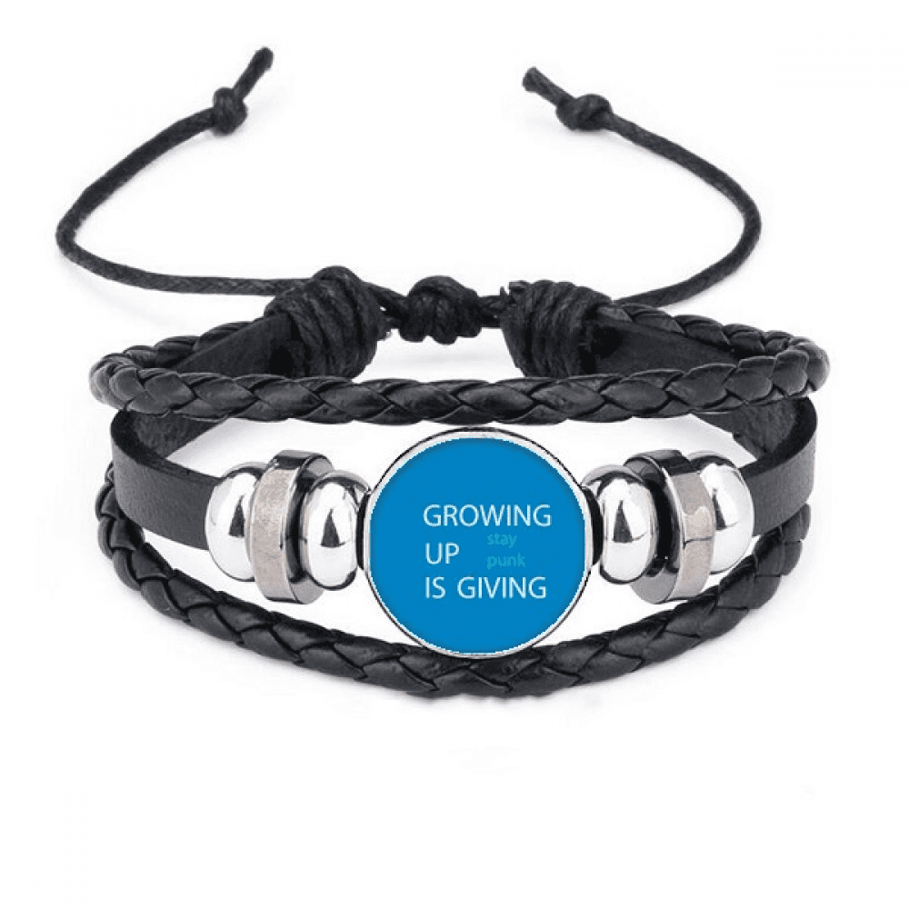 grow up punk style art deco fashion bracelet braided leather woven wristband - Walmart.com