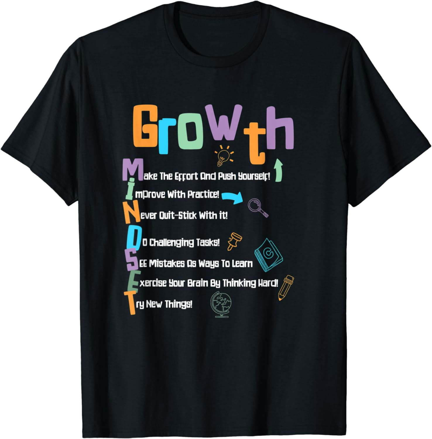 growth mindset, positive saying Teacher Tee For Classroom T-Shirt ...