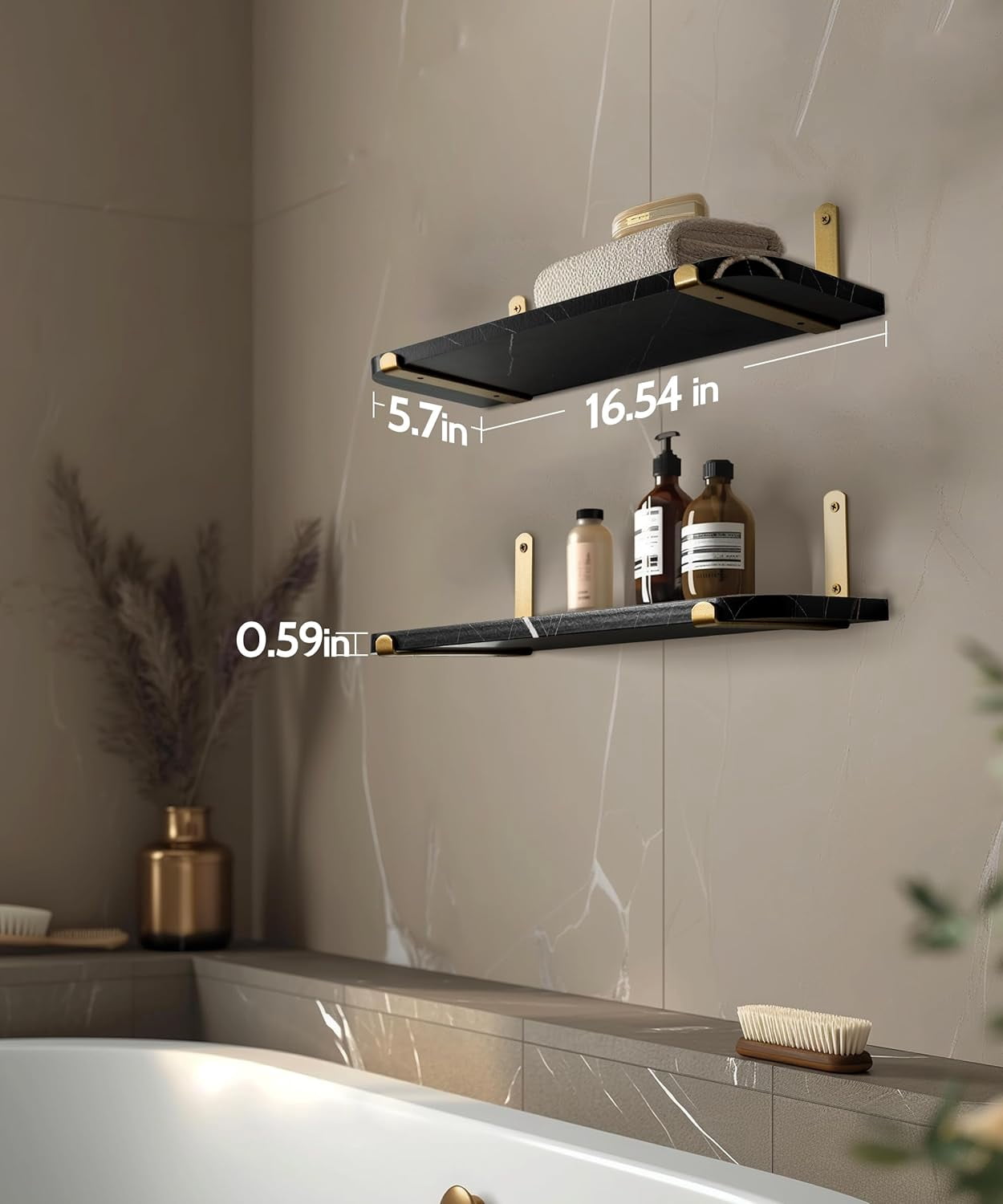 grqwdhj Floating Shelves Over Toilet Bathroom Organizer Wall Mounted ...