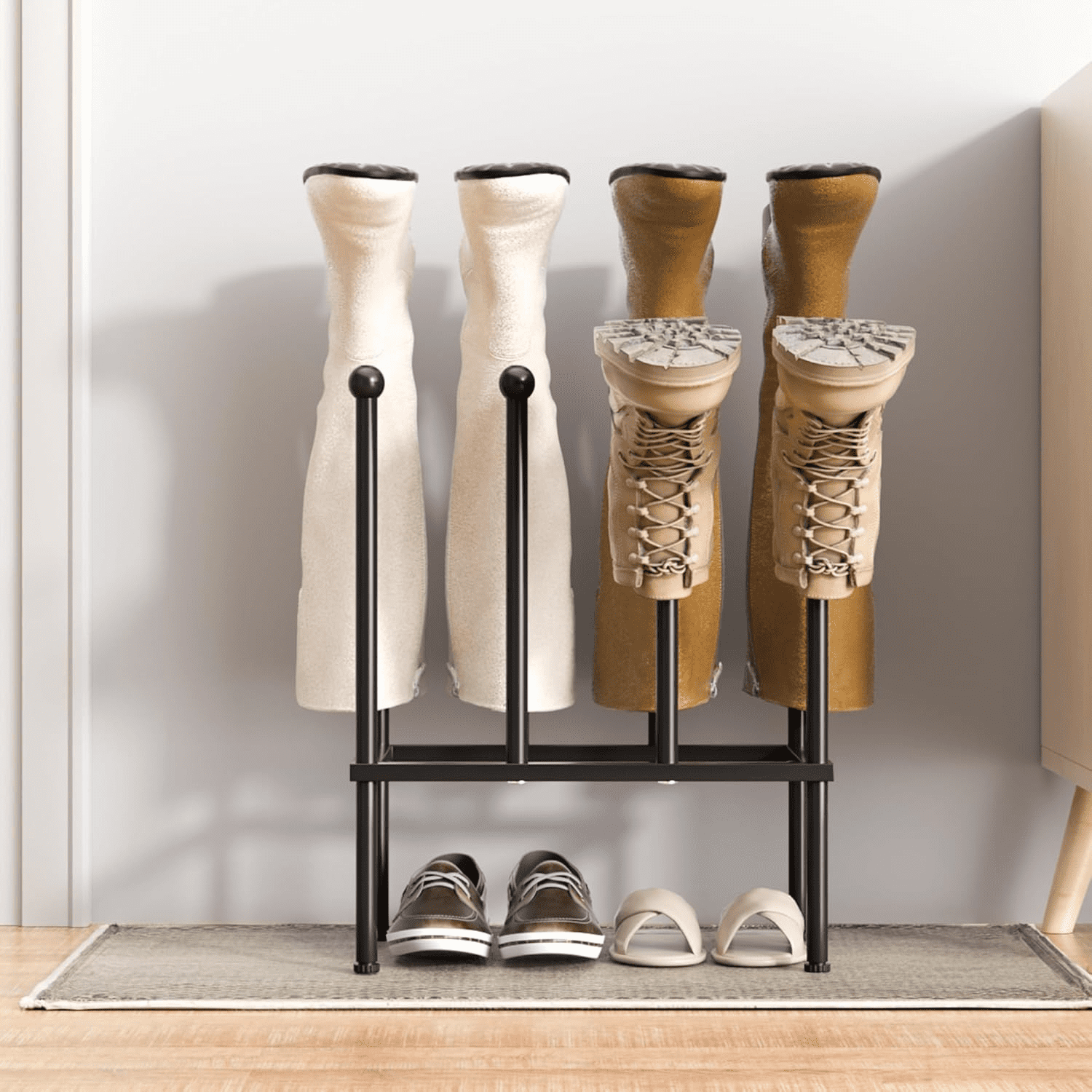 gsjkfkla Free Standing Shoe Racks - Black Metal Boot Rack Shoe ...