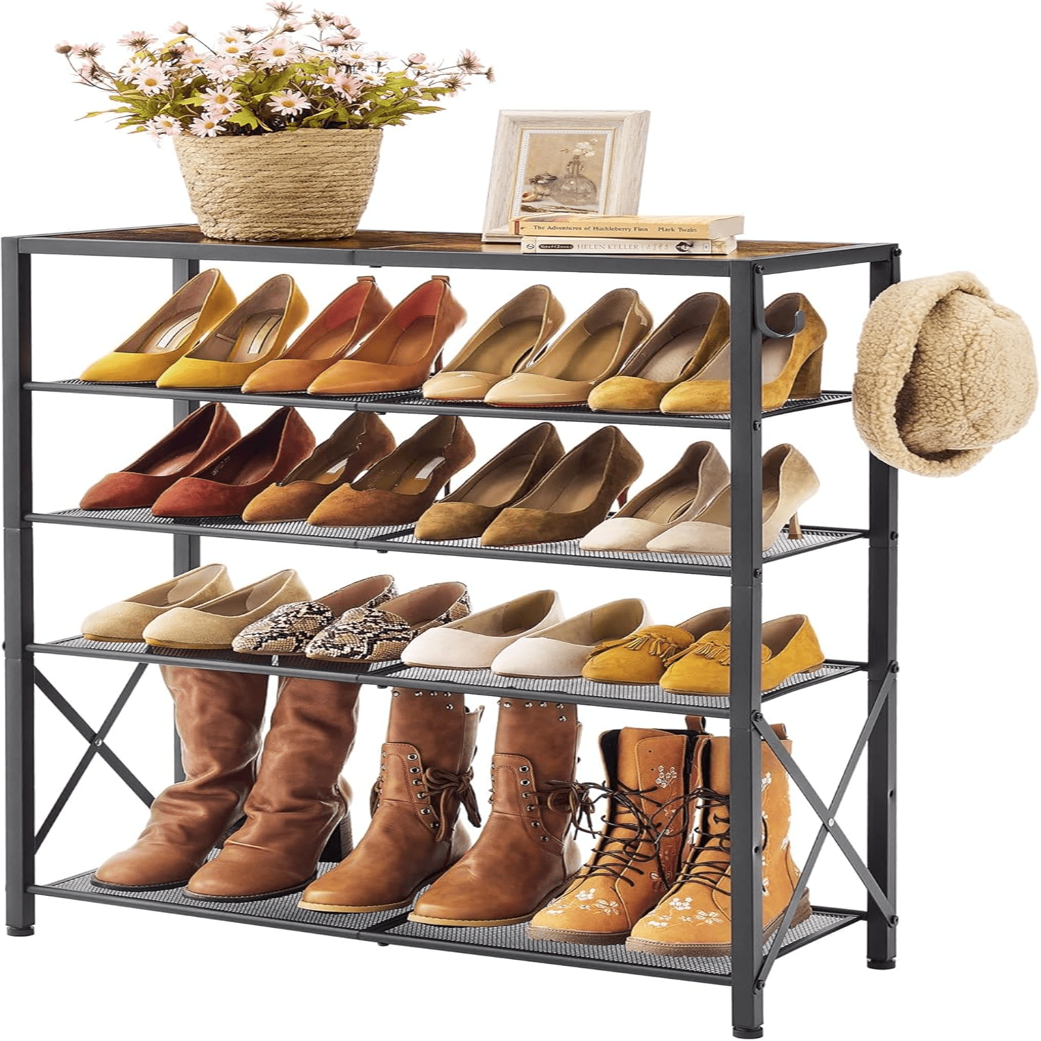 gsjkfkla KFHDMCV 5 Tier Shoe Rack Organizer for 16-20 Pairs of Shoes ...