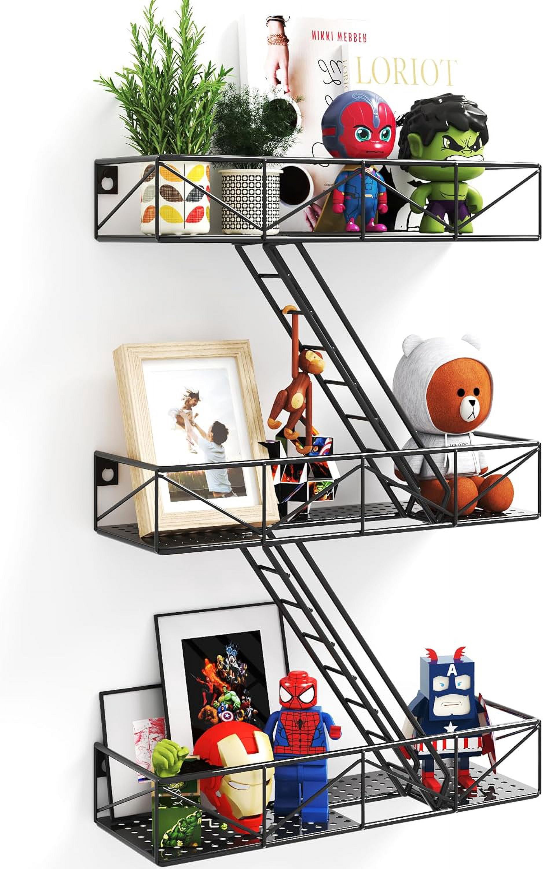 ciyvbiei KFHDMCV Fire Escape Shelf - 3 Tier Metal Red Fire Escape Wall ...