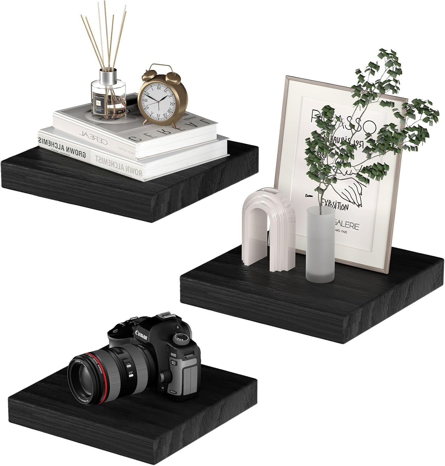 ebyiybnio KFHDMCV Small Floating Shelves for Wall - 6 Inch Mini Black ...