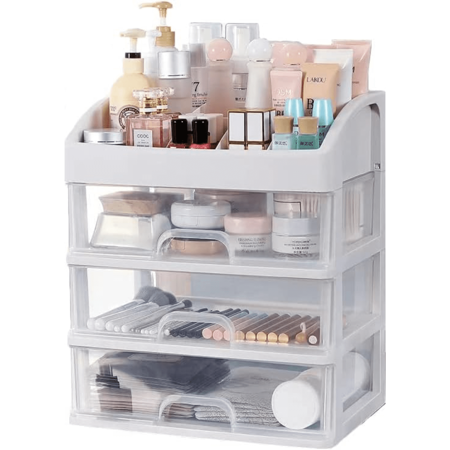 chdqwer Makeup Organizer with 3 Drawers Plastic Storage for Vanity ...