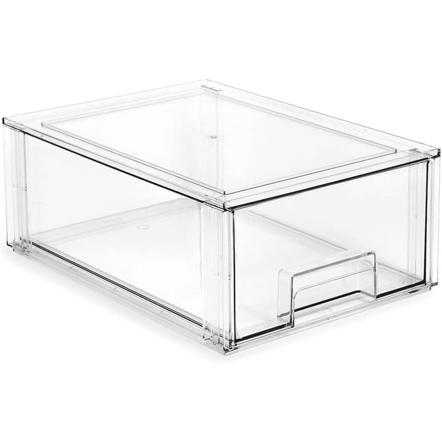 PIUBGJ Stackable Organizer Drawer Set (1 Medium 1 Large) Clear Plastic ...