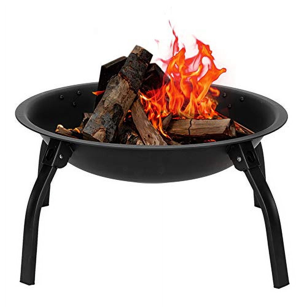 gt2-LC 22" Four - Legged Folding Iron Brazier Wood Burning Fire Pit ...