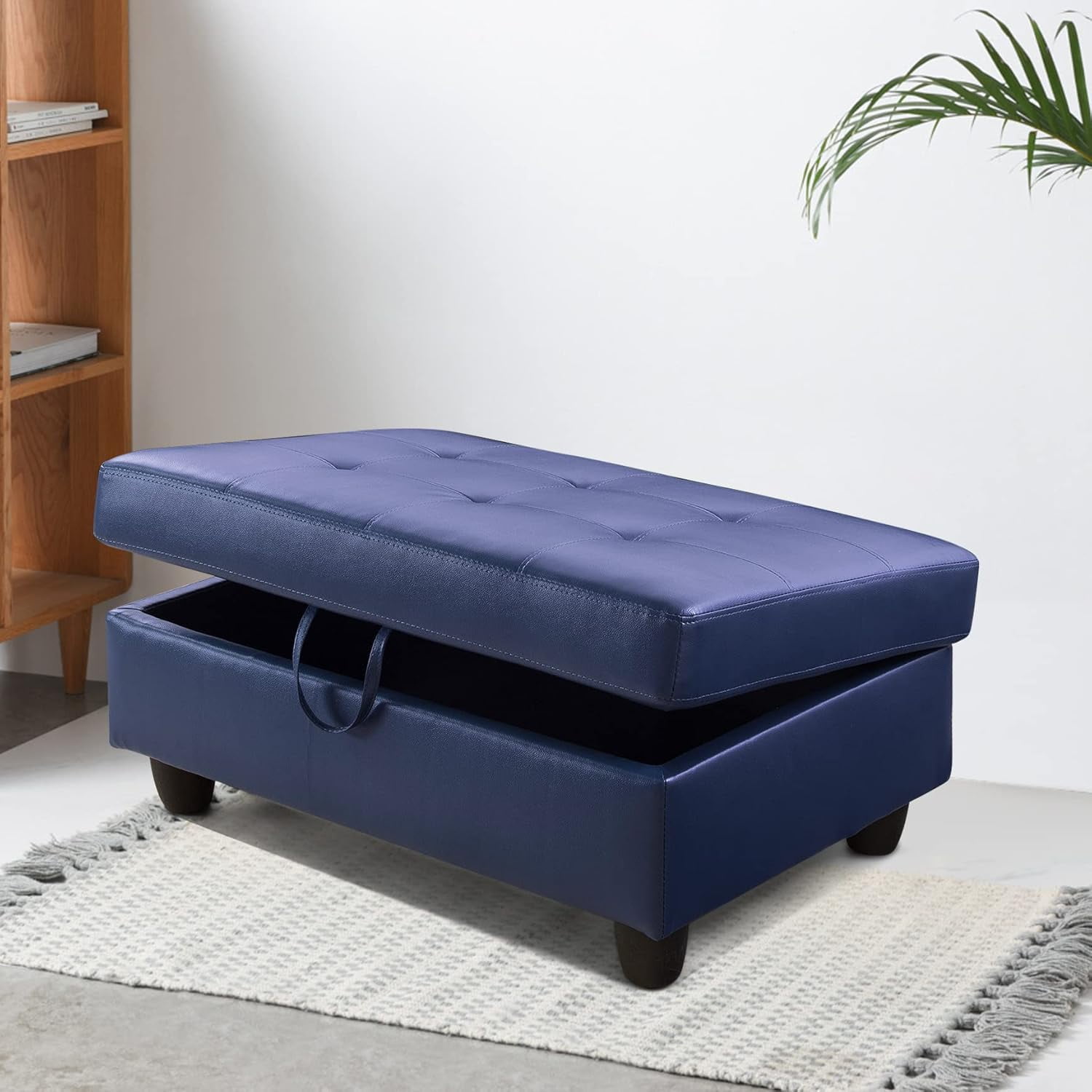 guhjkvbno 35" Faux Leather Storage Ottoman Bench with Lid Lifting ...