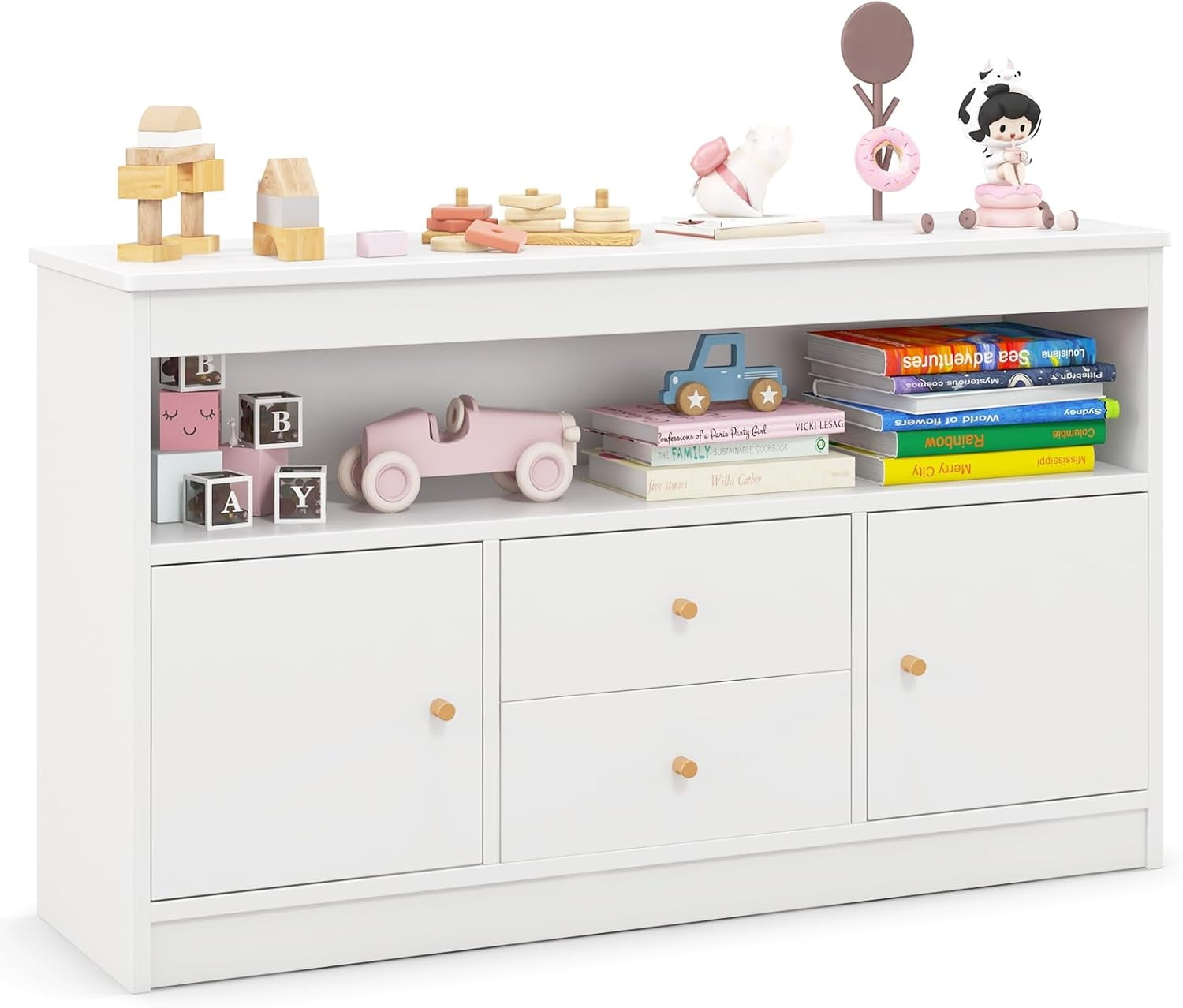 guhjkvbno Kids Toy Storage Organizer Wooden Floor Storage Cabinet Toy ...